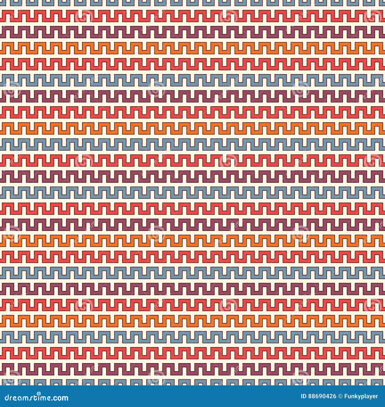 Bright Seamless Pattern with Battlement Curved Lines. Repeated ...