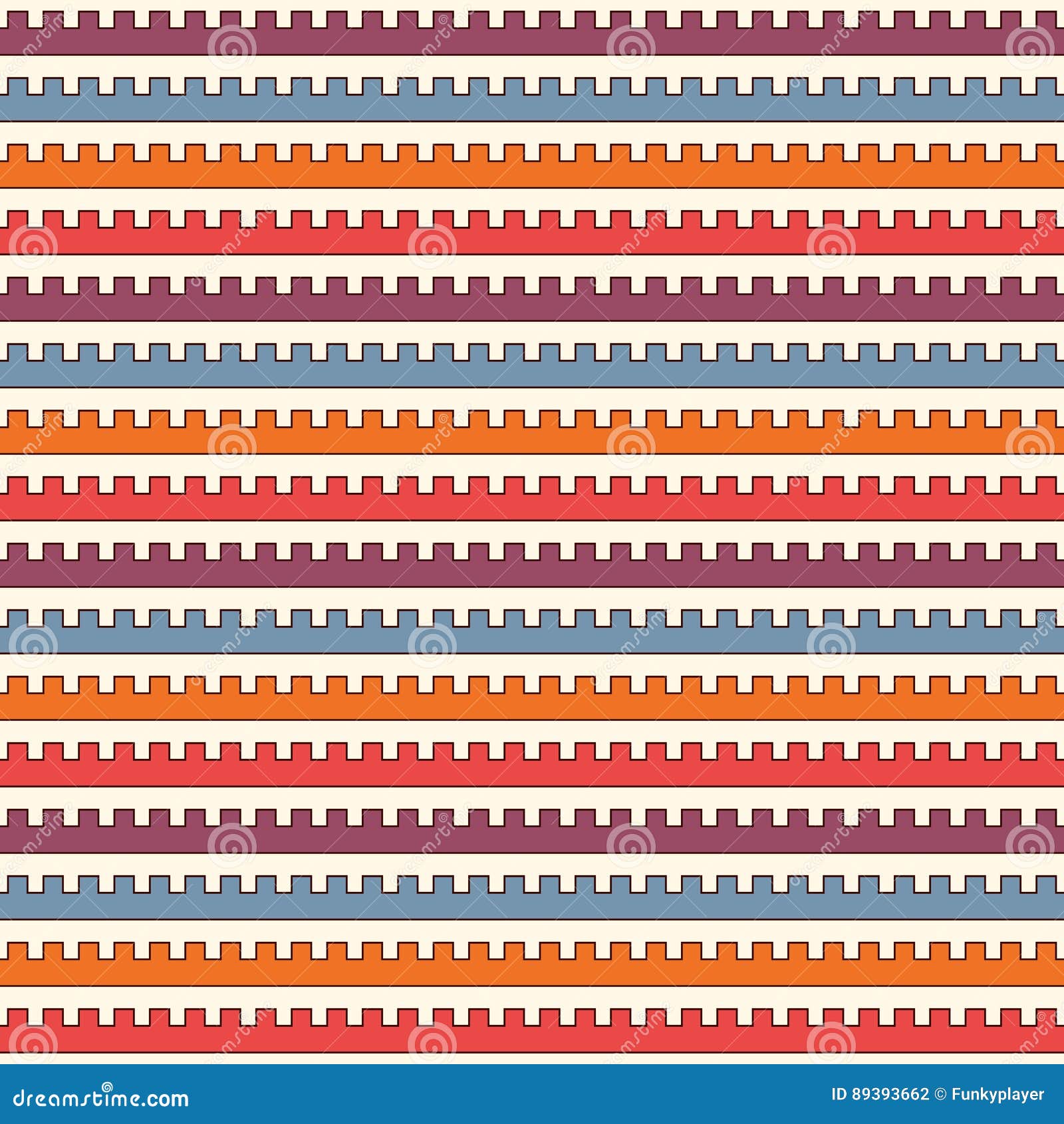 Bright Seamless Pattern With Battlement Curved Lines. Repeated ...