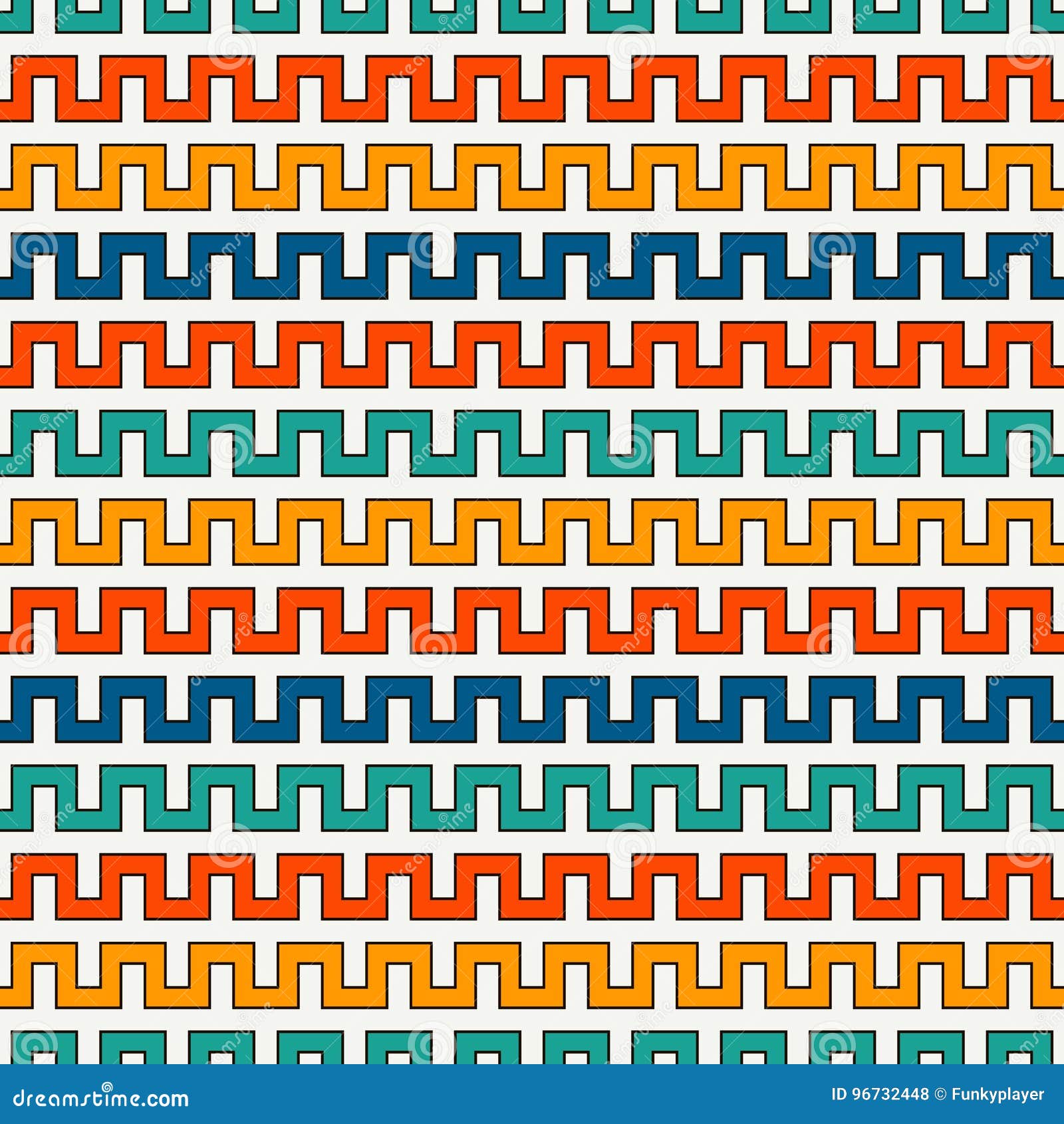 Bright Seamless Pattern With Battlement Curved Lines. Repeated ...