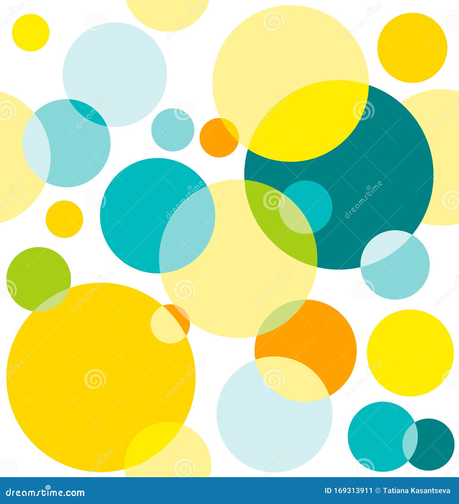 Bright Seamless Pattern of Colorful Circles on White Background Stock ...