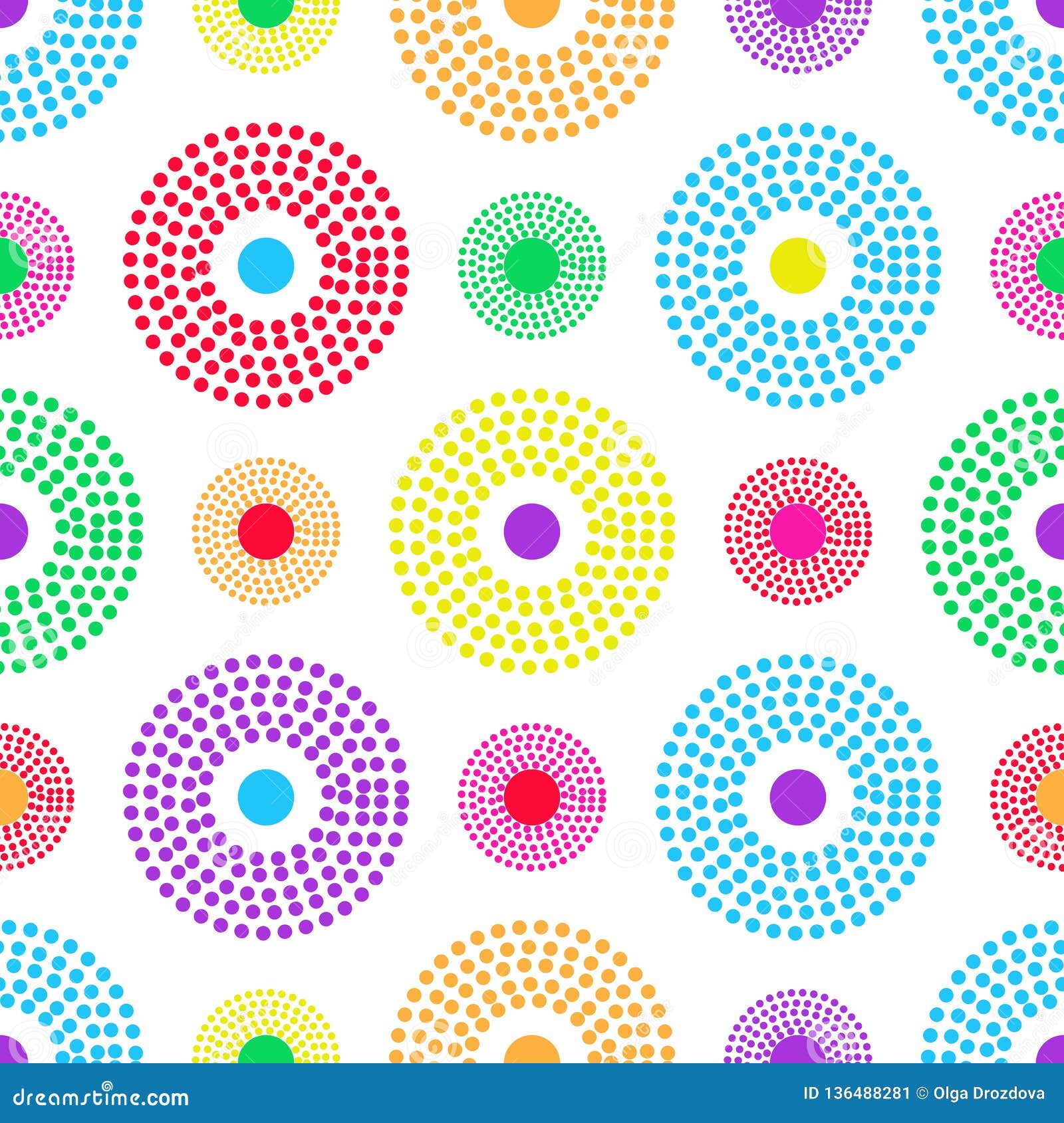Bright Seamless Pattern of Colorful Concentric Rings Stock Illustration ...