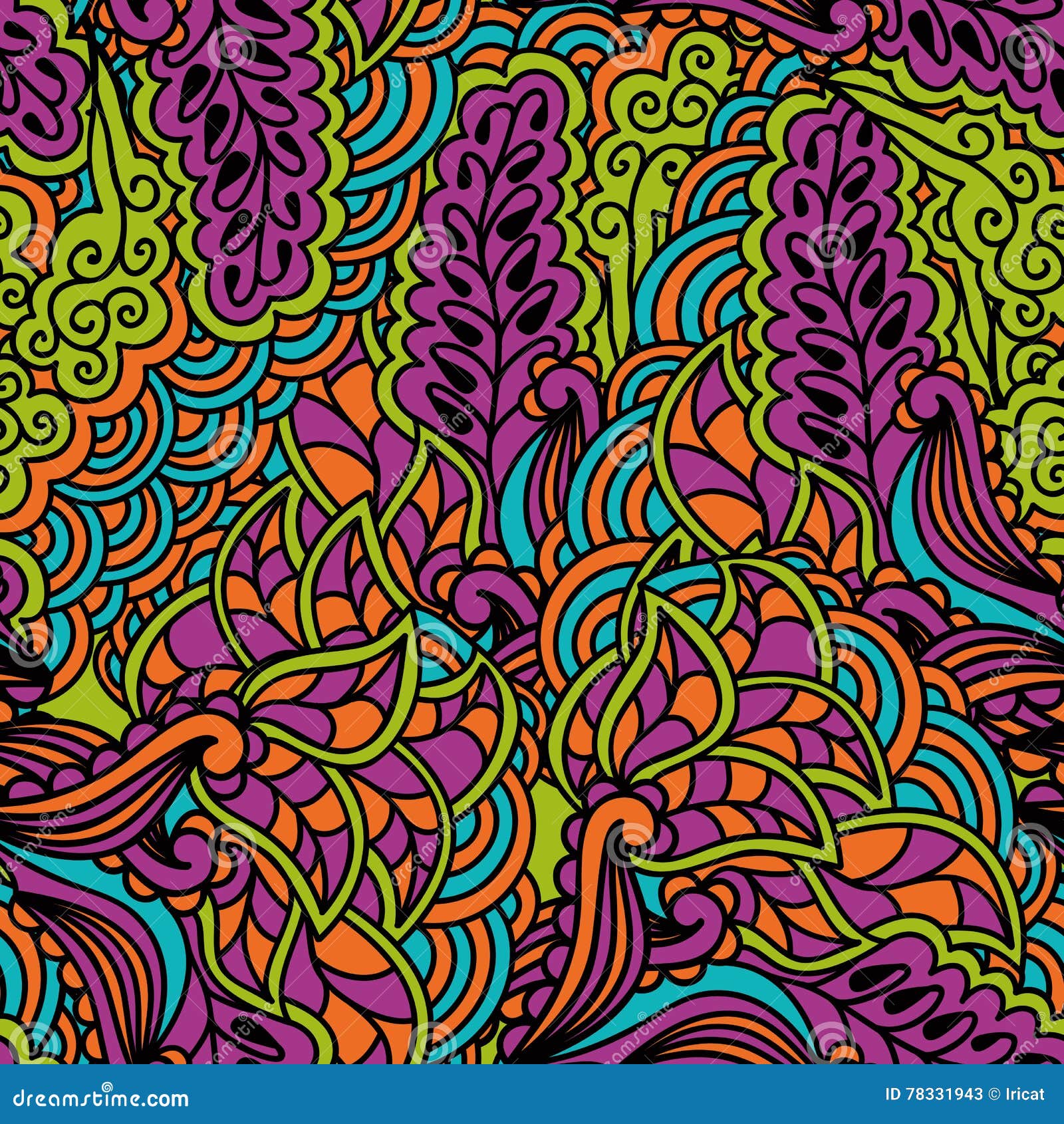 Bright Seamless Pattern in Indian Style. Decorative Colorful Background ...