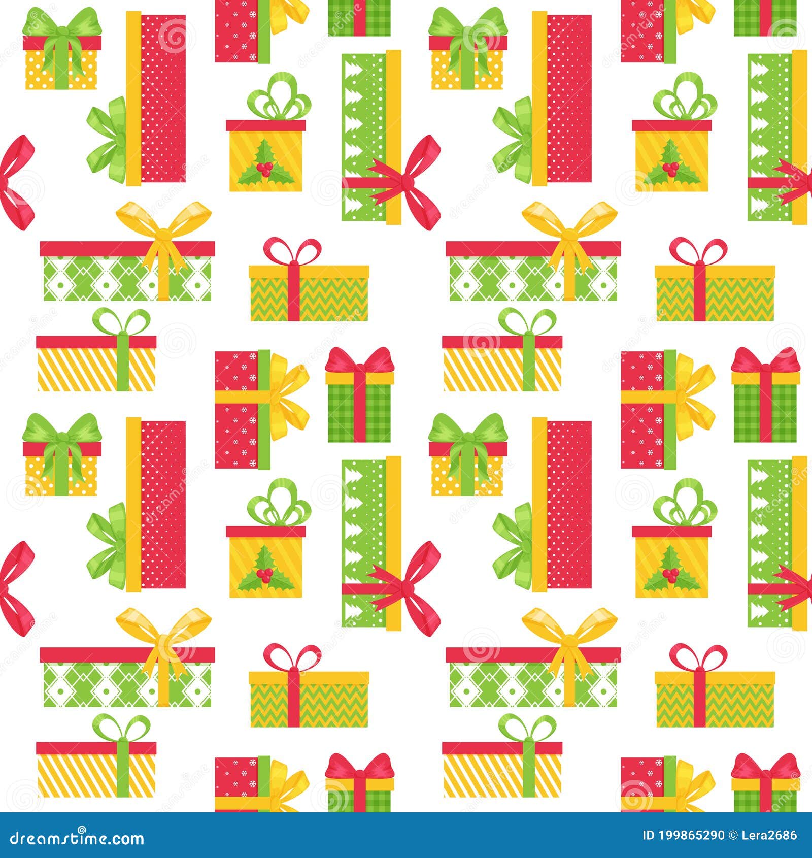 Bright Seamless Pattern with Multi-colored Gift Boxes on a White ...
