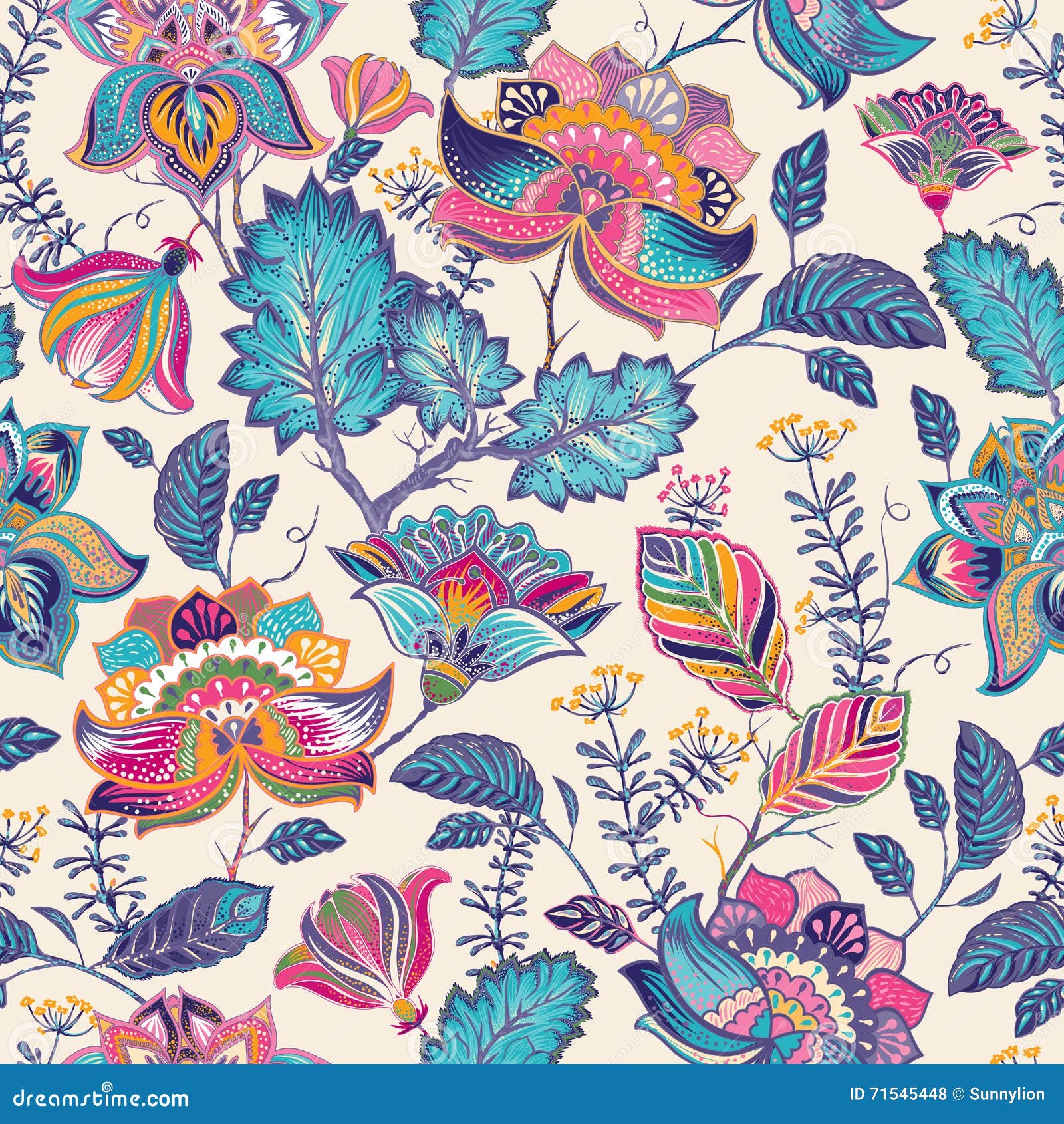 Bright Seamless Pattern in Paisley Style Stock Vector - Illustration of ...