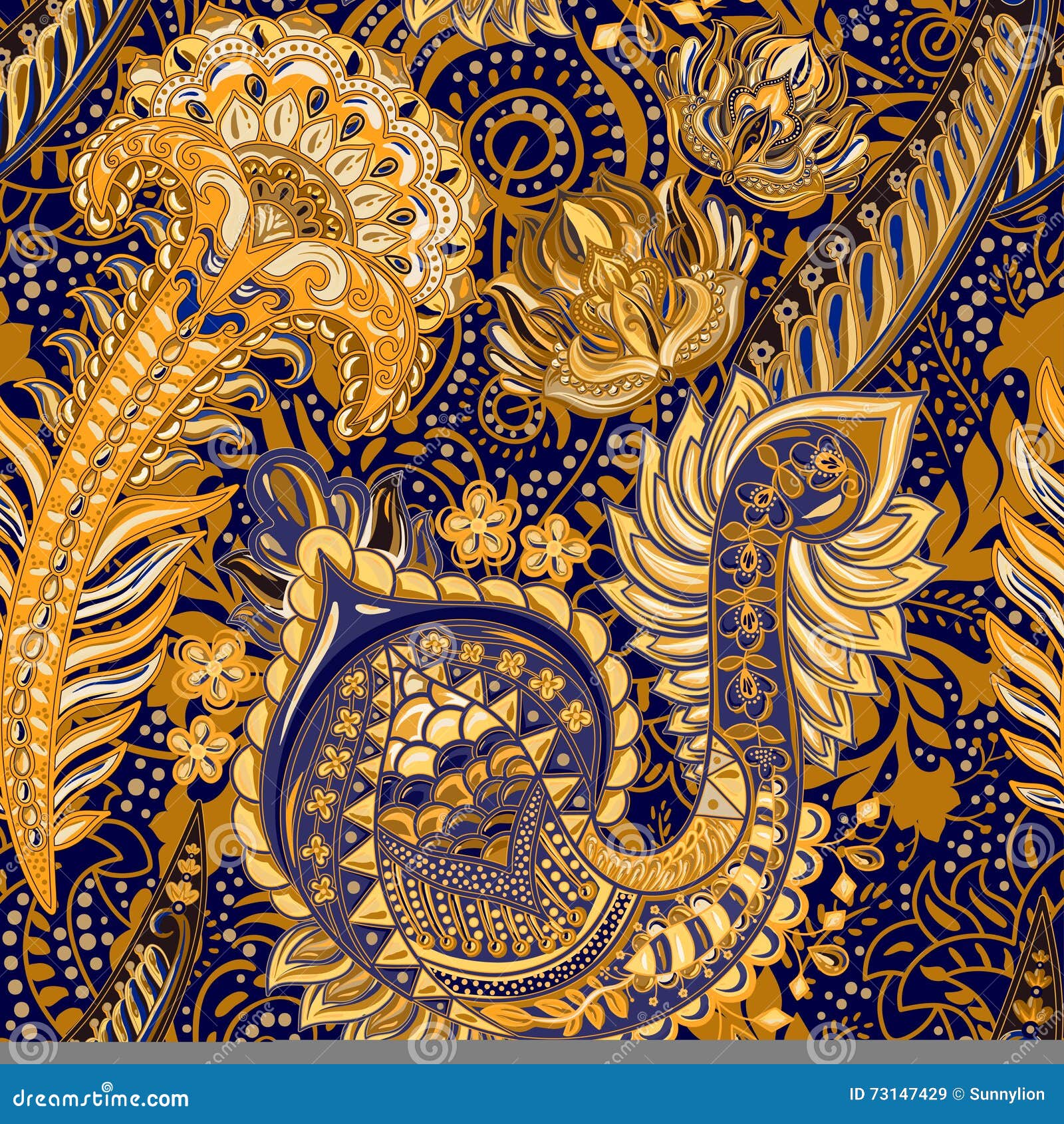 Bright Seamless Pattern In Paisley Style Colorful Background Stock