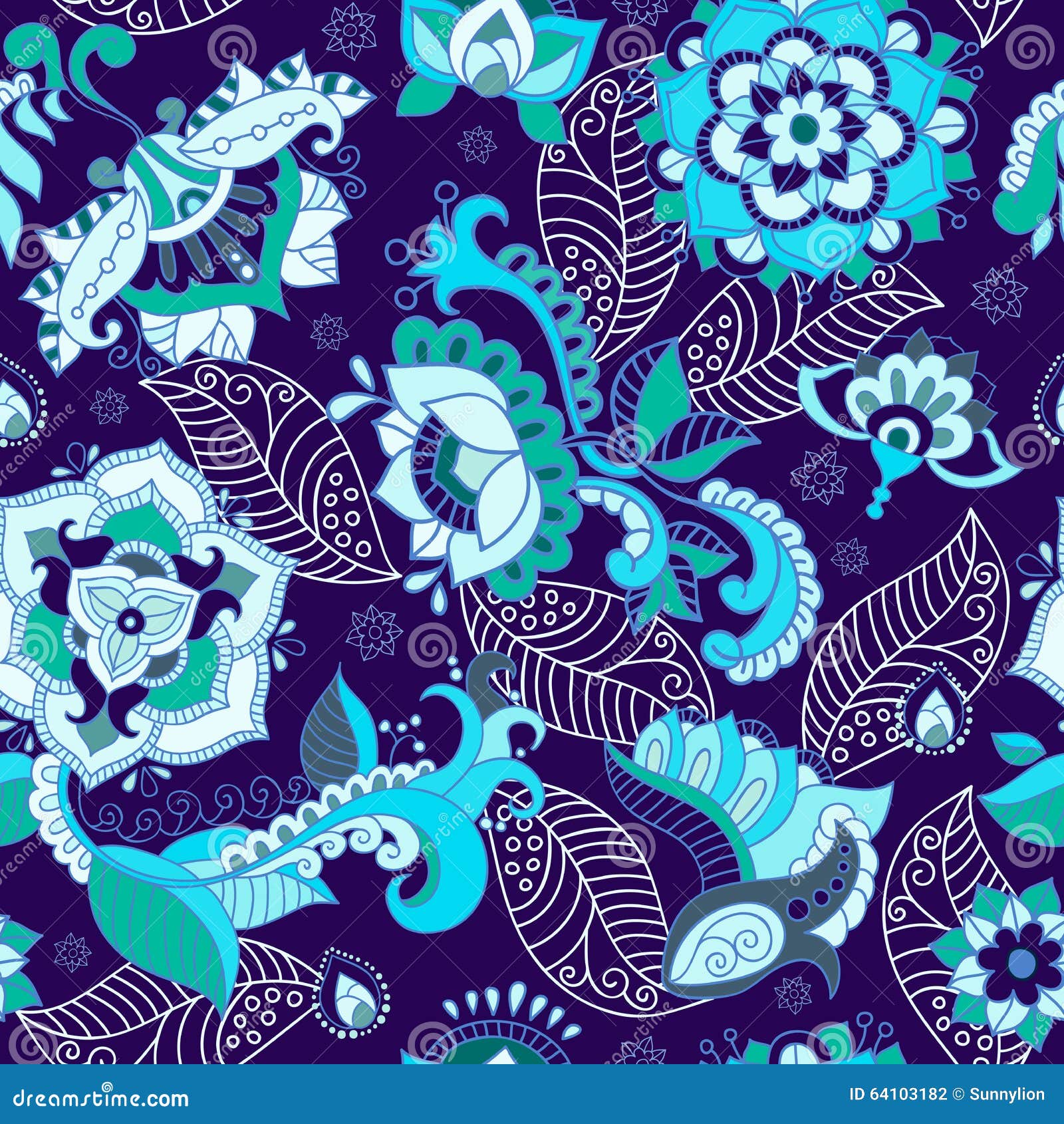 Bright Seamless Pattern in Paisley Style Stock Vector - Illustration of ...