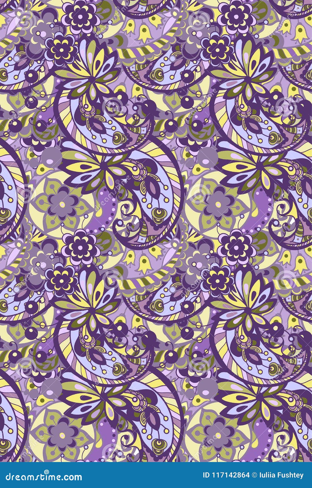 Bright Seamless Pattern in Purple Colors Stock Illustration ...