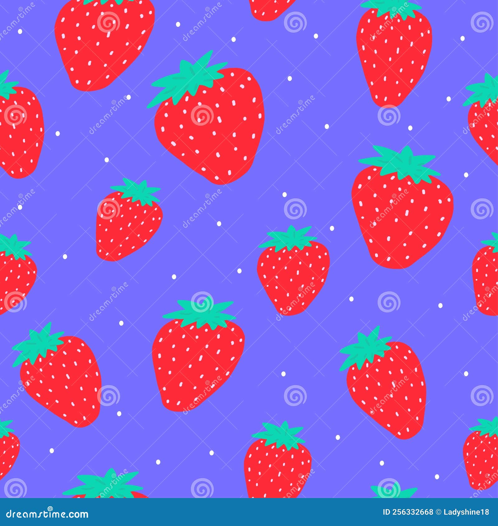 Bright Seamless Pattern with Red Abstract Strawberry in Different Sizes ...