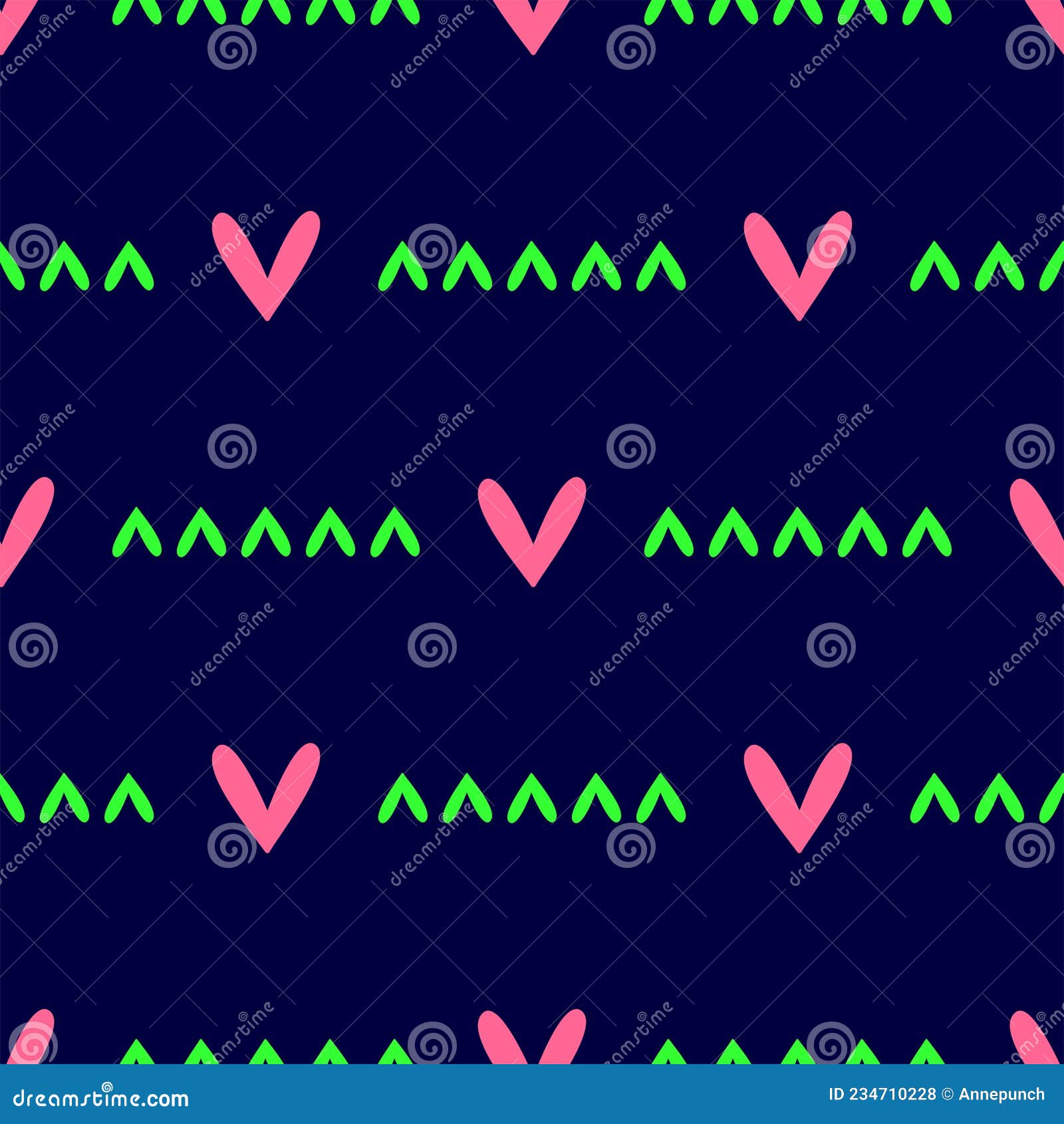 Bright Seamless Pattern with Repeating Hearts. Girly Print Stock Vector ...
