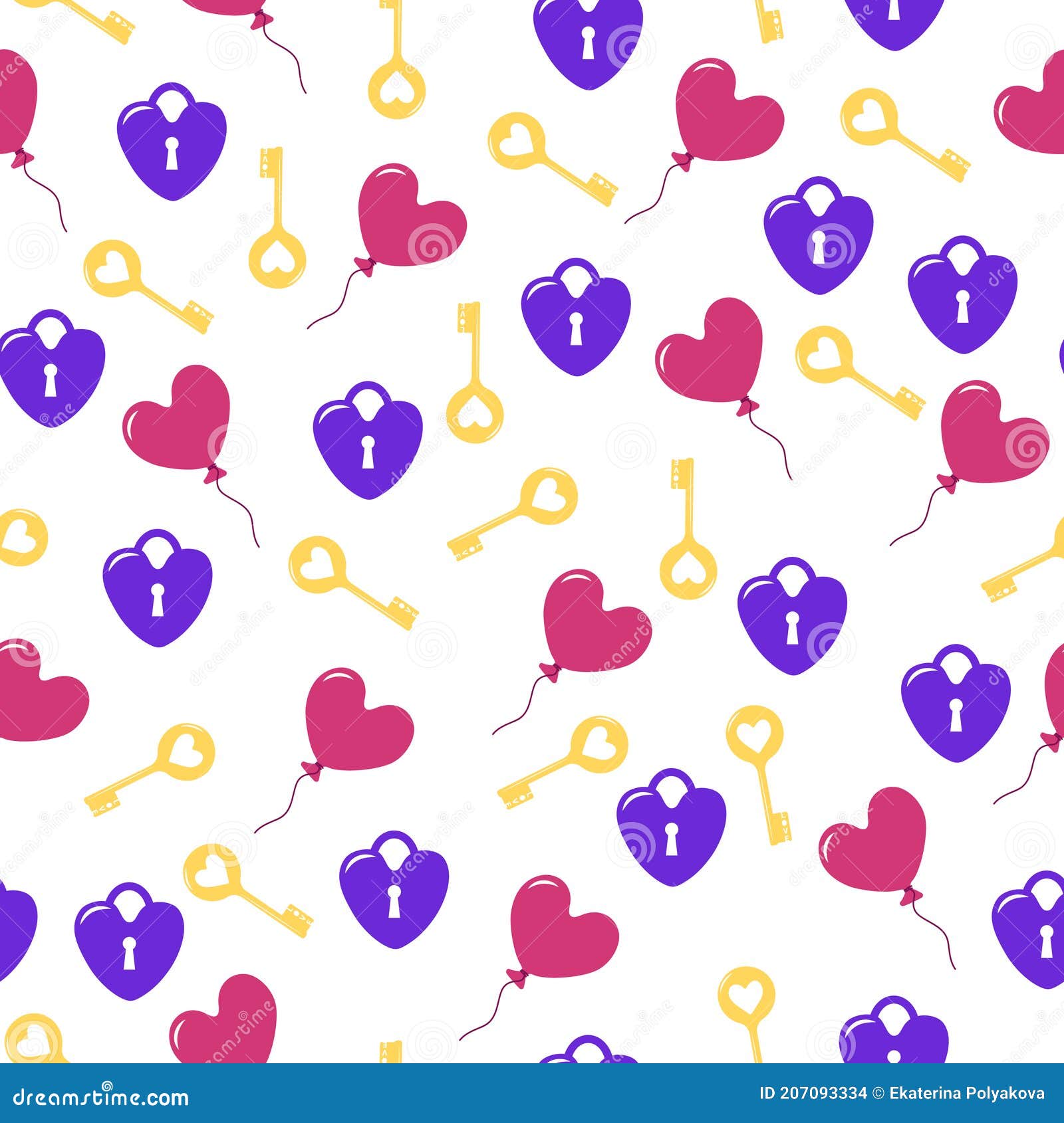 Bright Seamless Pattern for Valentine& X27;s Day with Locks, Keys and ...