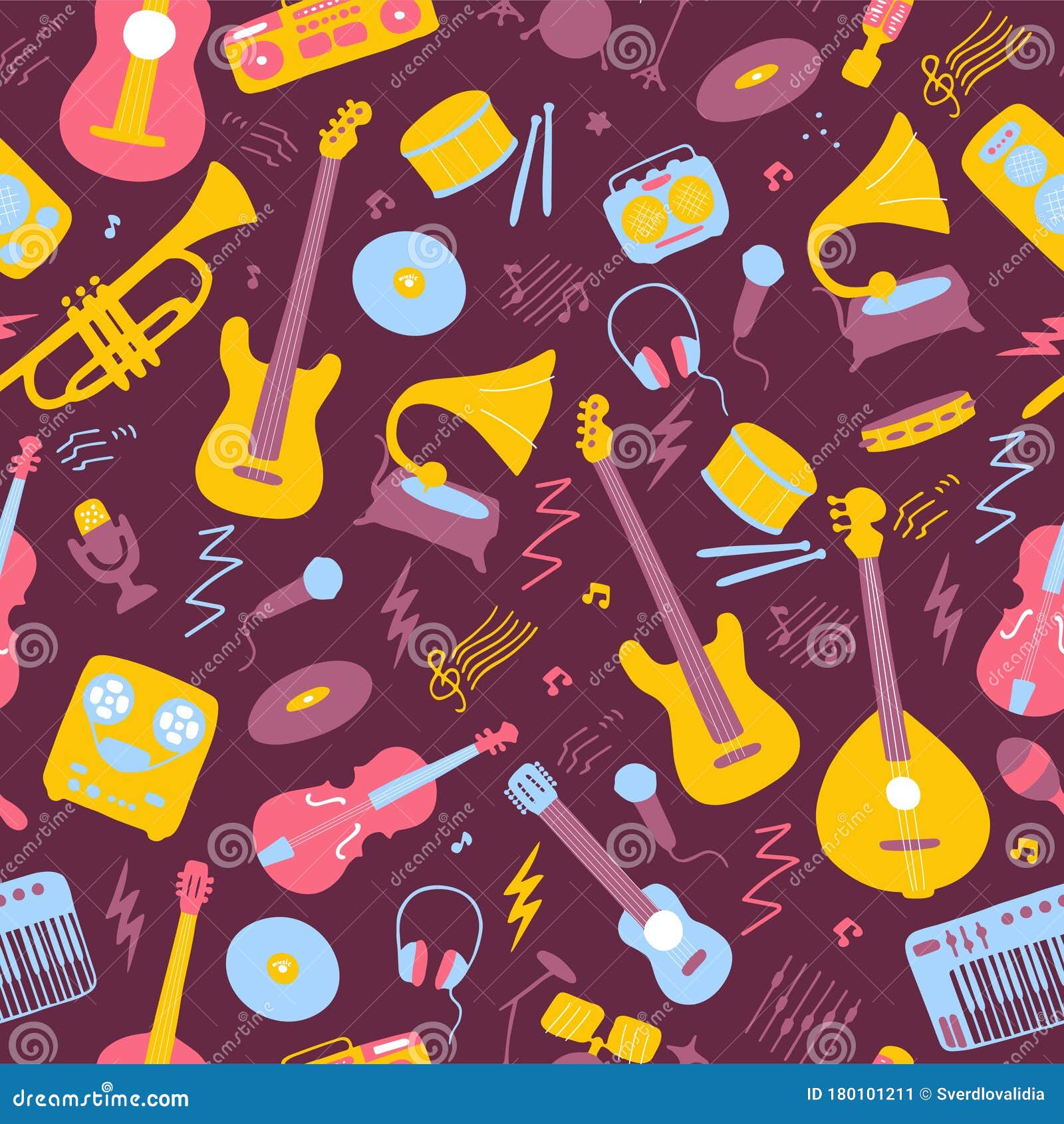 Bright Seamless Wallpaper. Musical Texture for Print and Digital Stock ...