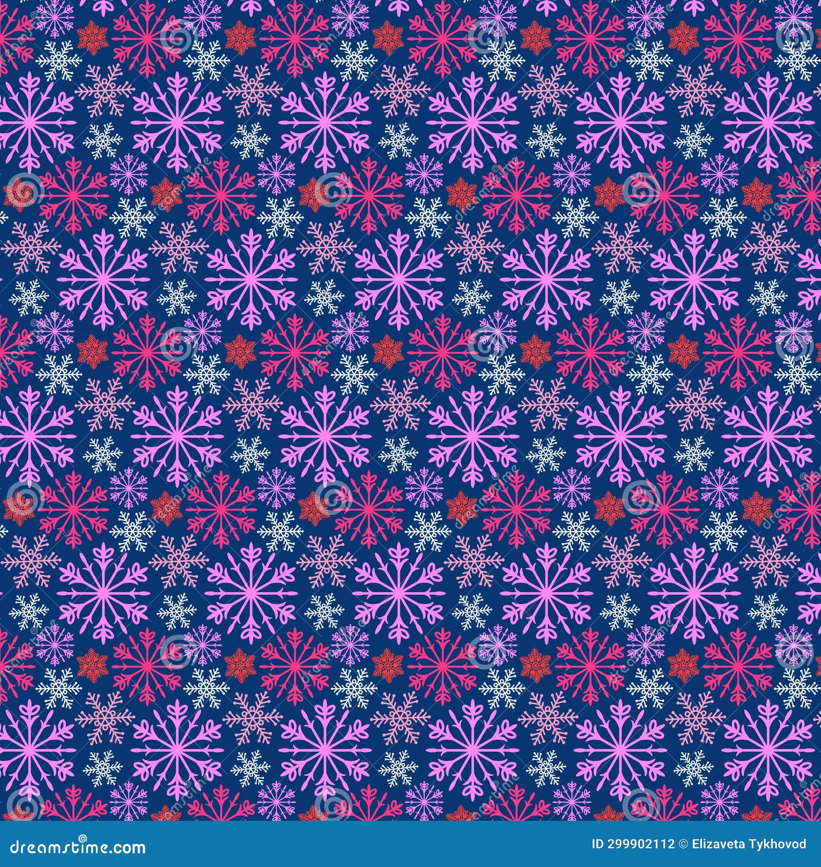 Bright Seamless Winter Pattern with Pink and Scarlet Snowflakes ...