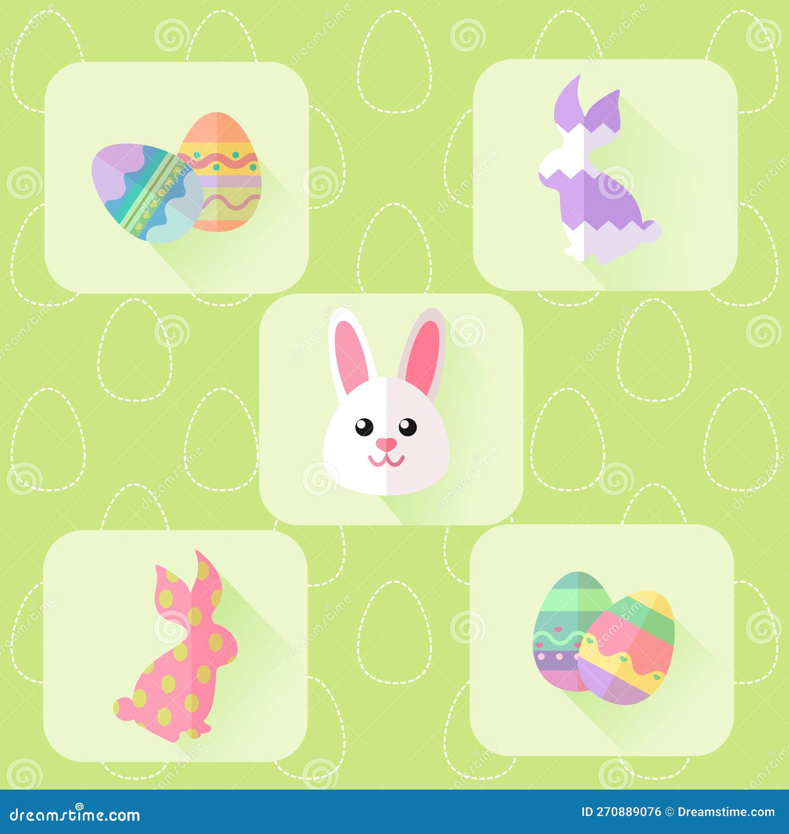 Bright Set of Easter Symbols in Flat Style Stock Vector - Illustration ...