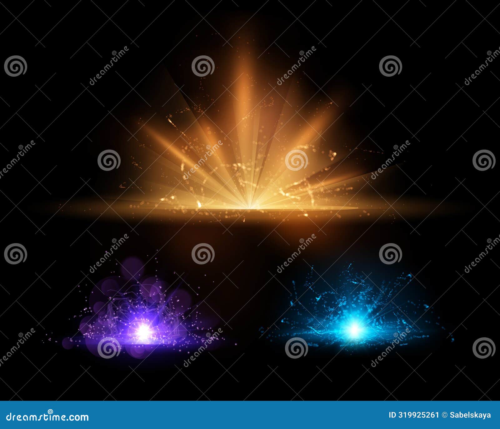 Bright Set of Magic Explosion Vectors with Light Effects. Stock Vector ...