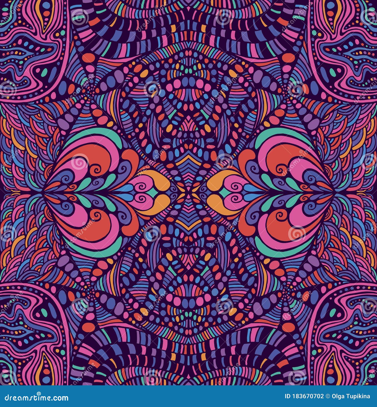 Bright Shamanic Psychedelic Pattern. Vector Hand Drawn Design Style ...