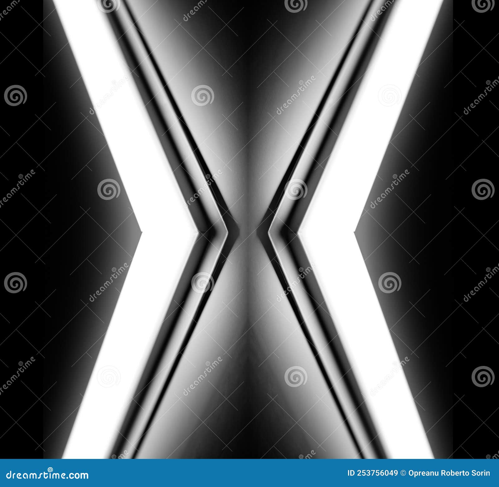 Bright X-shaped LED Light in the Dark Stock Illustration - Illustration ...