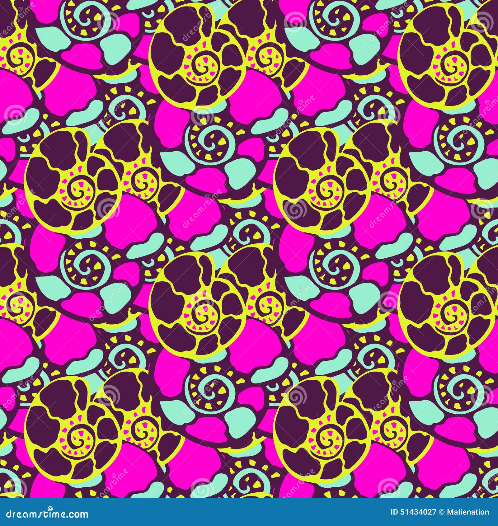 Bright Shell Colorful Vector Seamless Pattern. Marine Seamless Texture ...