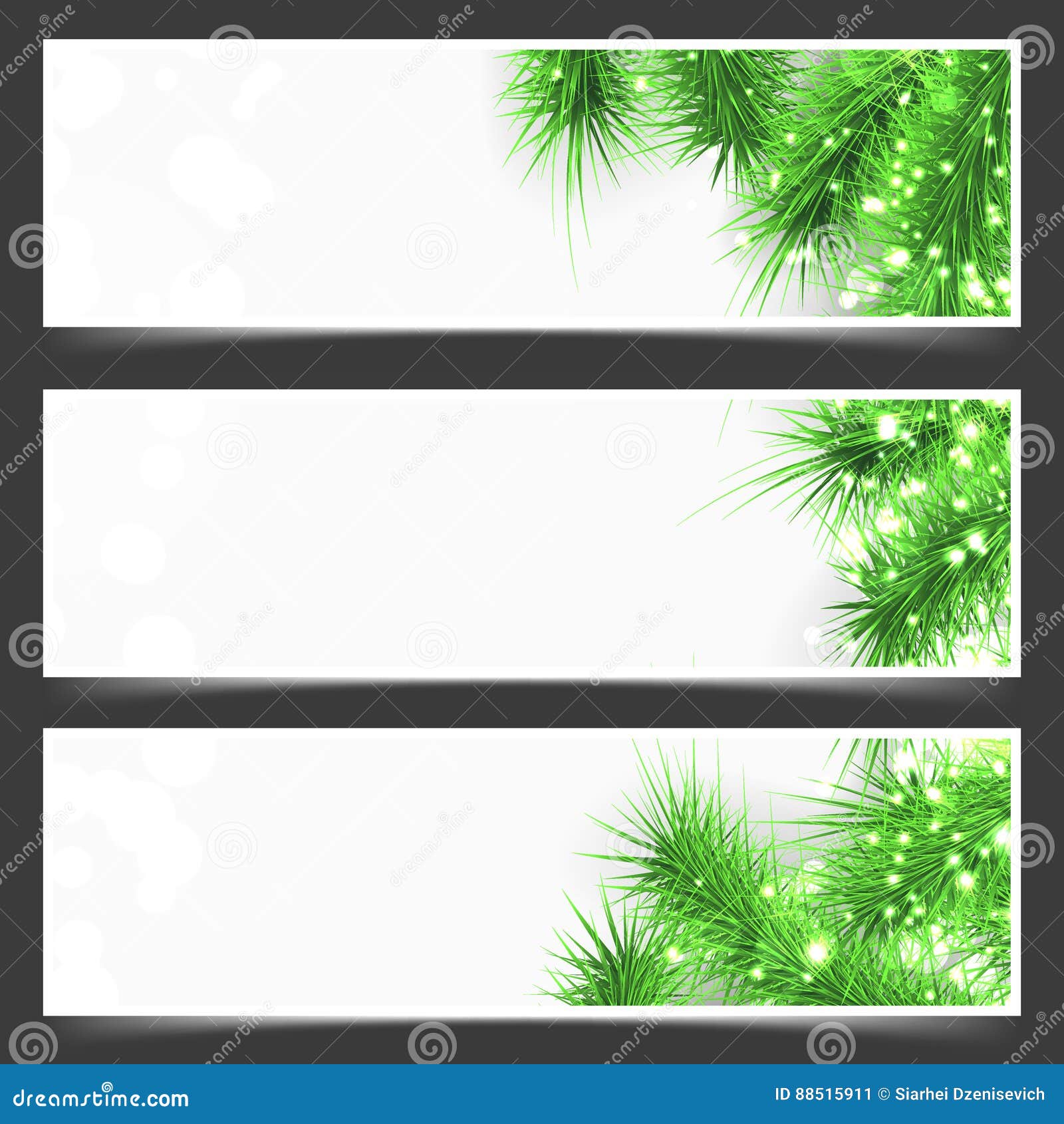 Bright Shimmering Green Fir Tree Branches Flyer Stock Vector ...