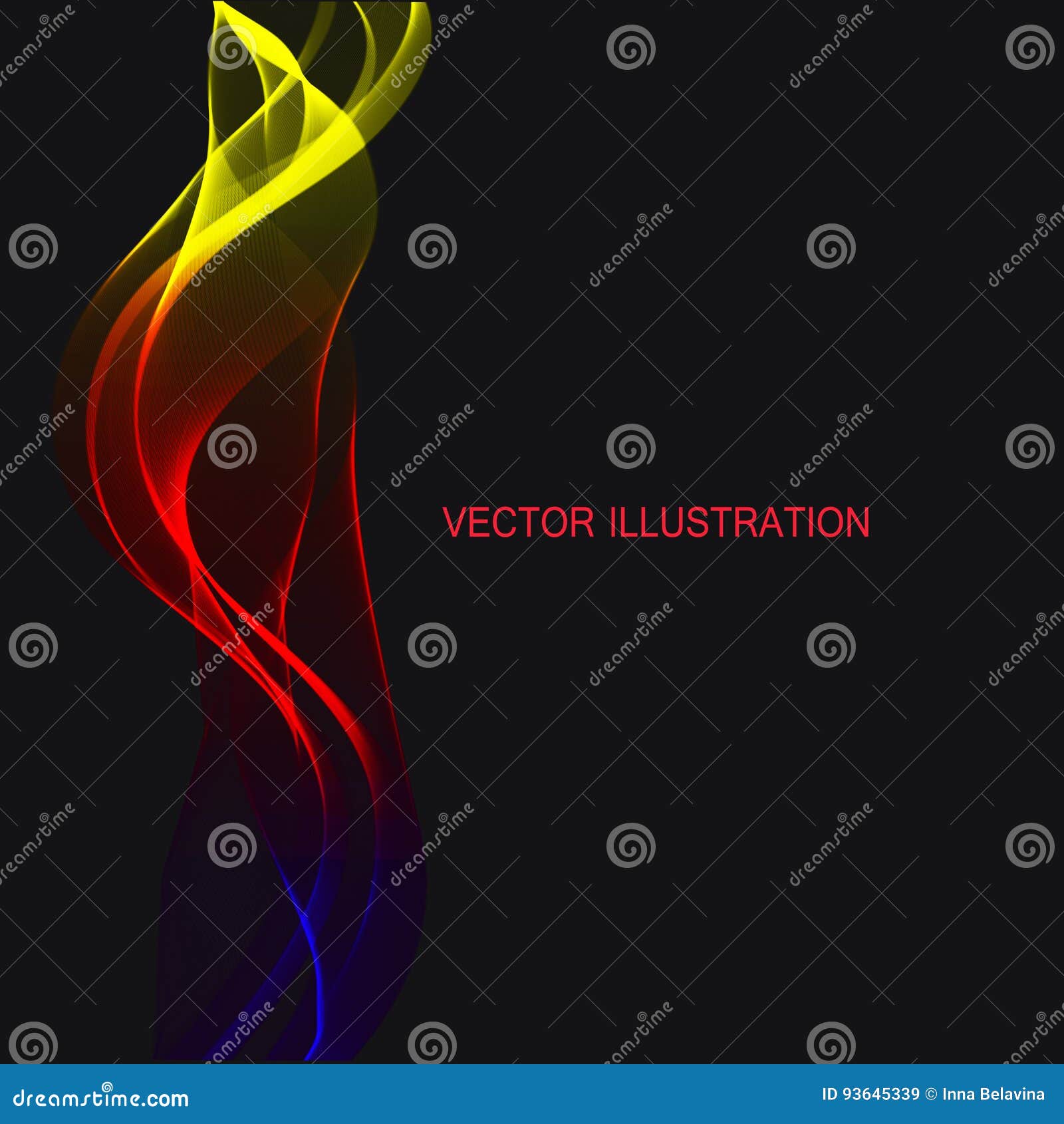 Bright Shine Wavy Element . Black Beautiful Background. Vector ...