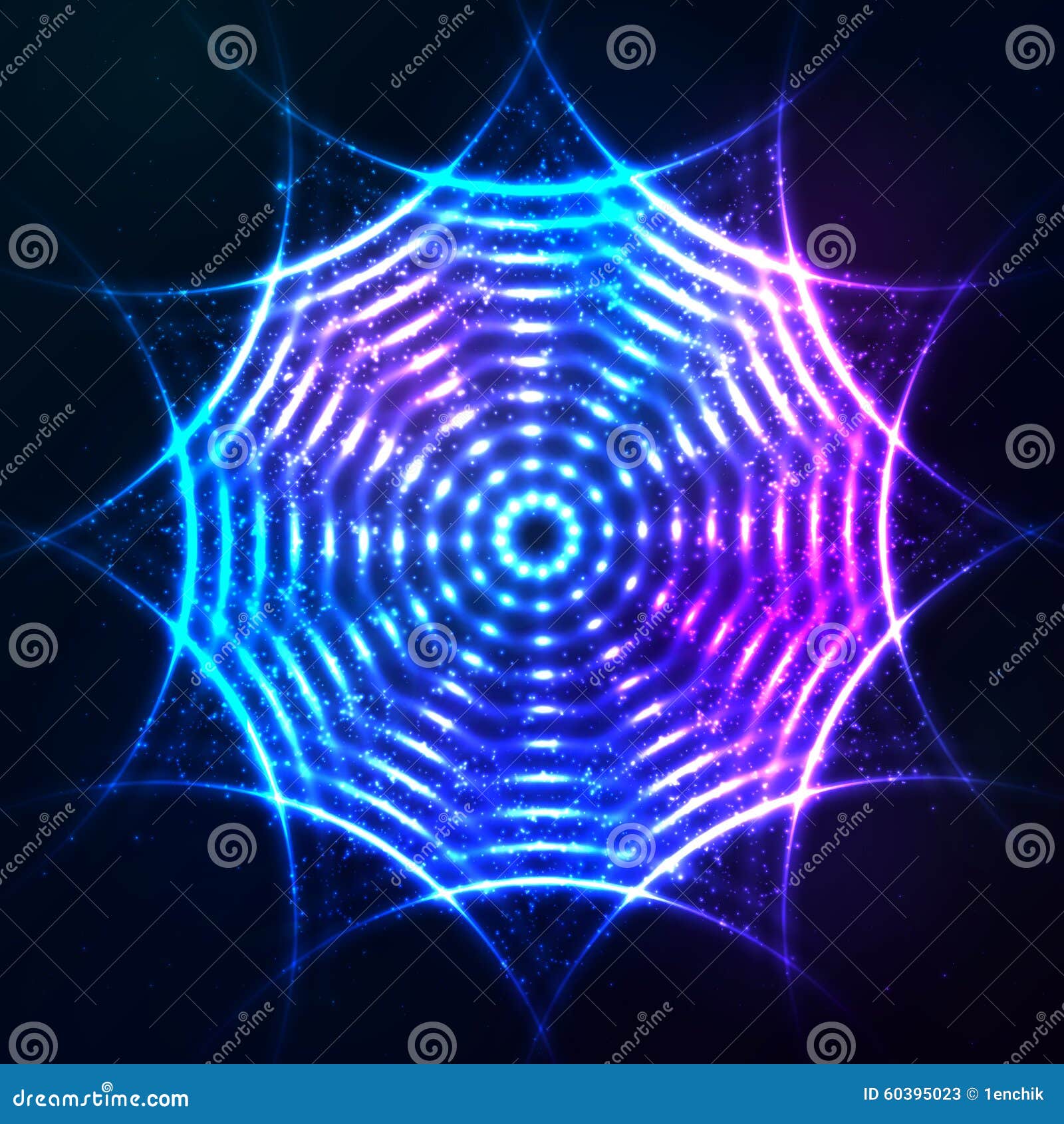 Bright Shining Blue Neon Circle at Dark Cosmic Stock Vector ...