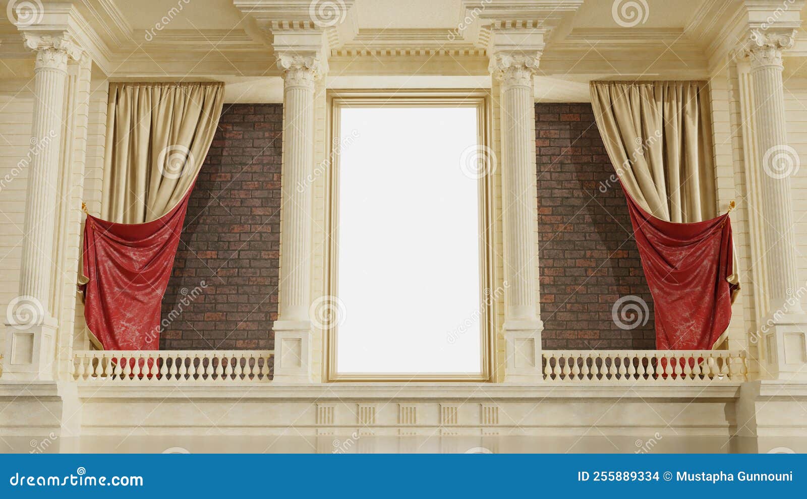 Classic Colums Marble Stone, Classical Building Facade. 3d Illustration ...