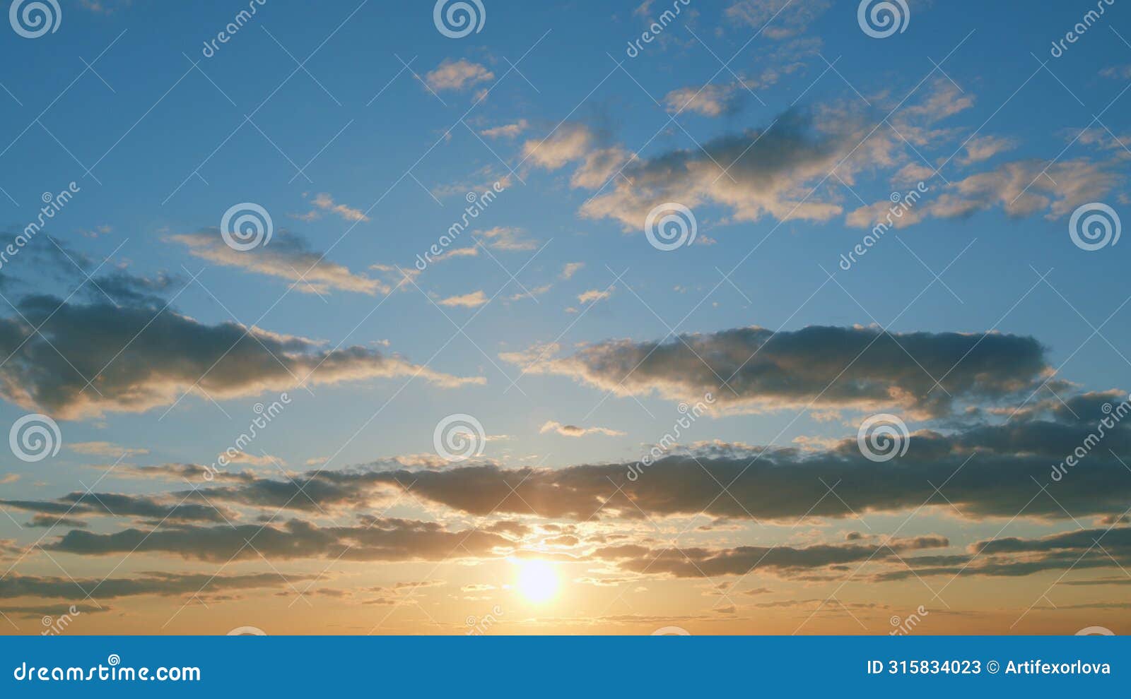 Bright Shining Rays Sun Rising Above Clouds. Sunset Sky Cloud ...