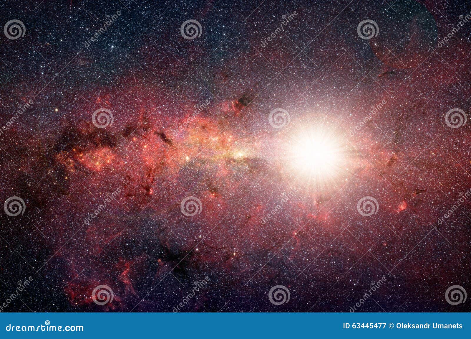 Bright, Shining Star in the Background Galaxy. Stock Illustration ...