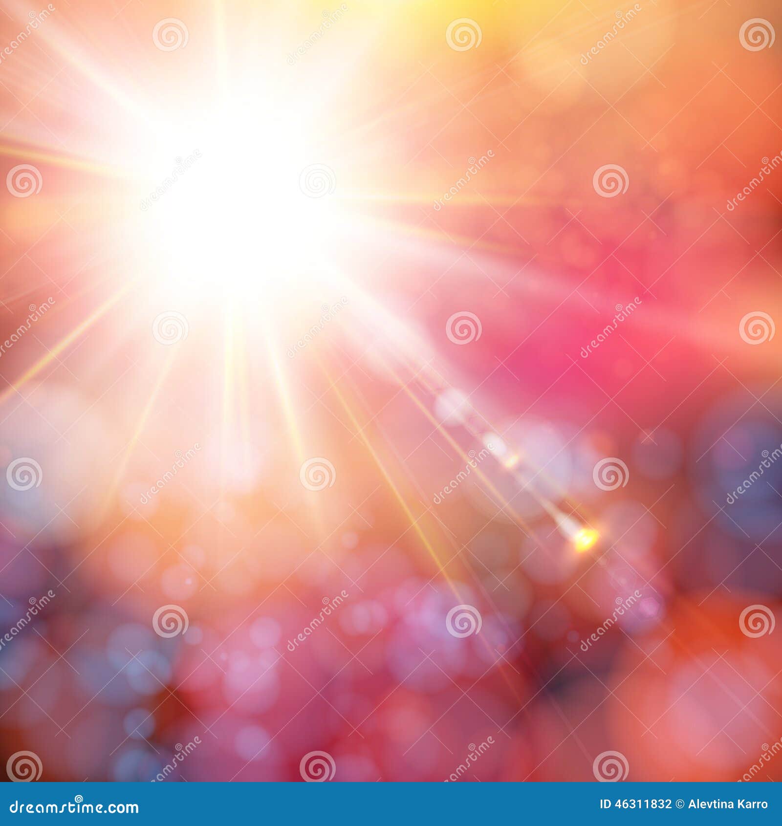 Bright Shining Sun with Lens Flare. Soft Background with Bokeh E Stock ...