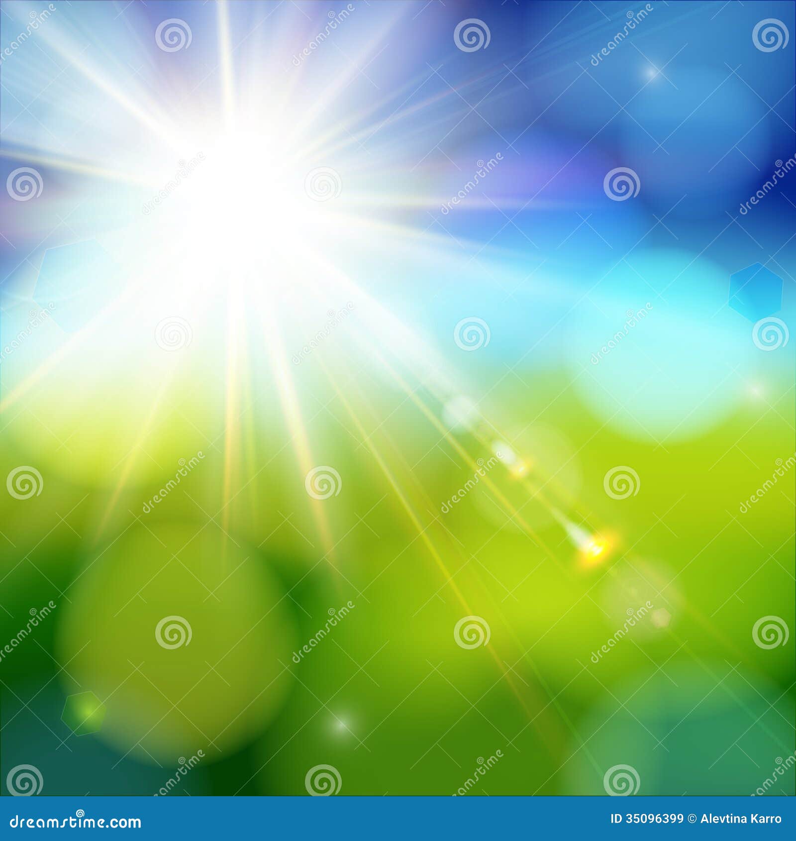 Bright Shining Sun With Lens Flare. Royalty Free Stock Images - Image ...