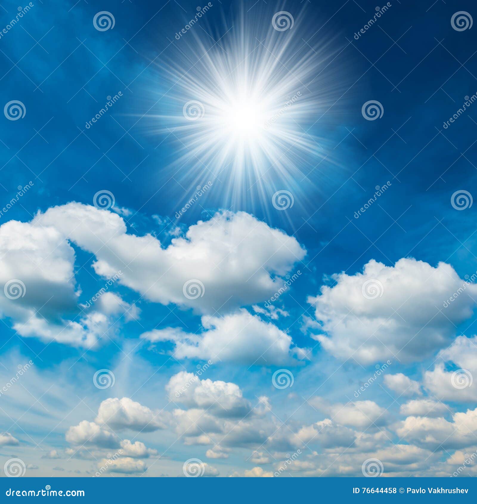 Bright Shining Sun with White Clouds Stock Photo - Image of clear ...