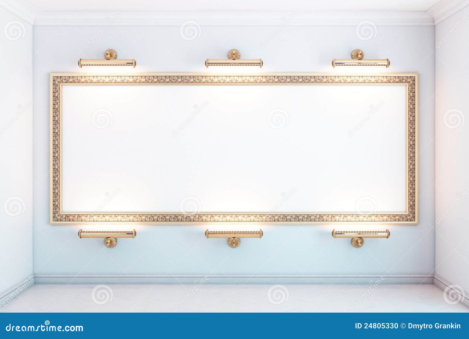 Bright Showcase Room with Big Frame Stock Photo - Image of museum ...