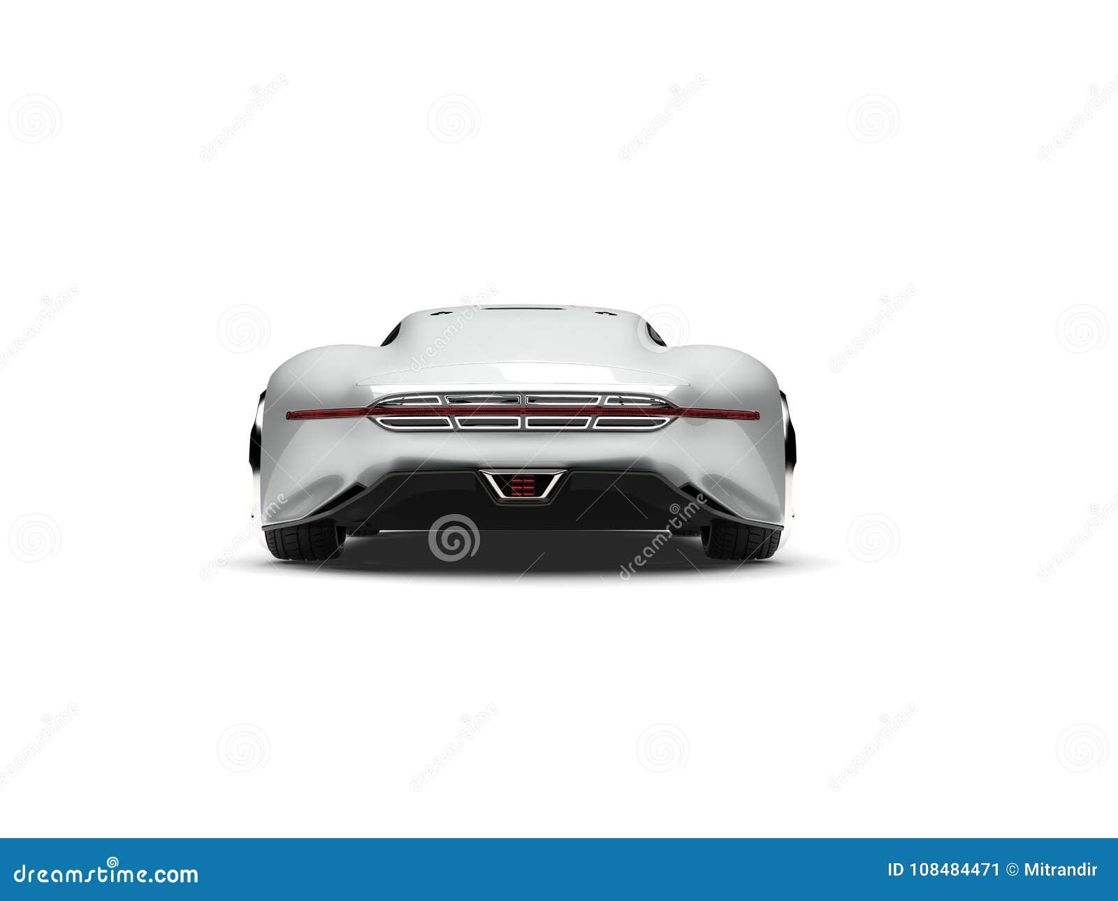 Bright Silver Modern Super Car - Back View Stock Illustration ...