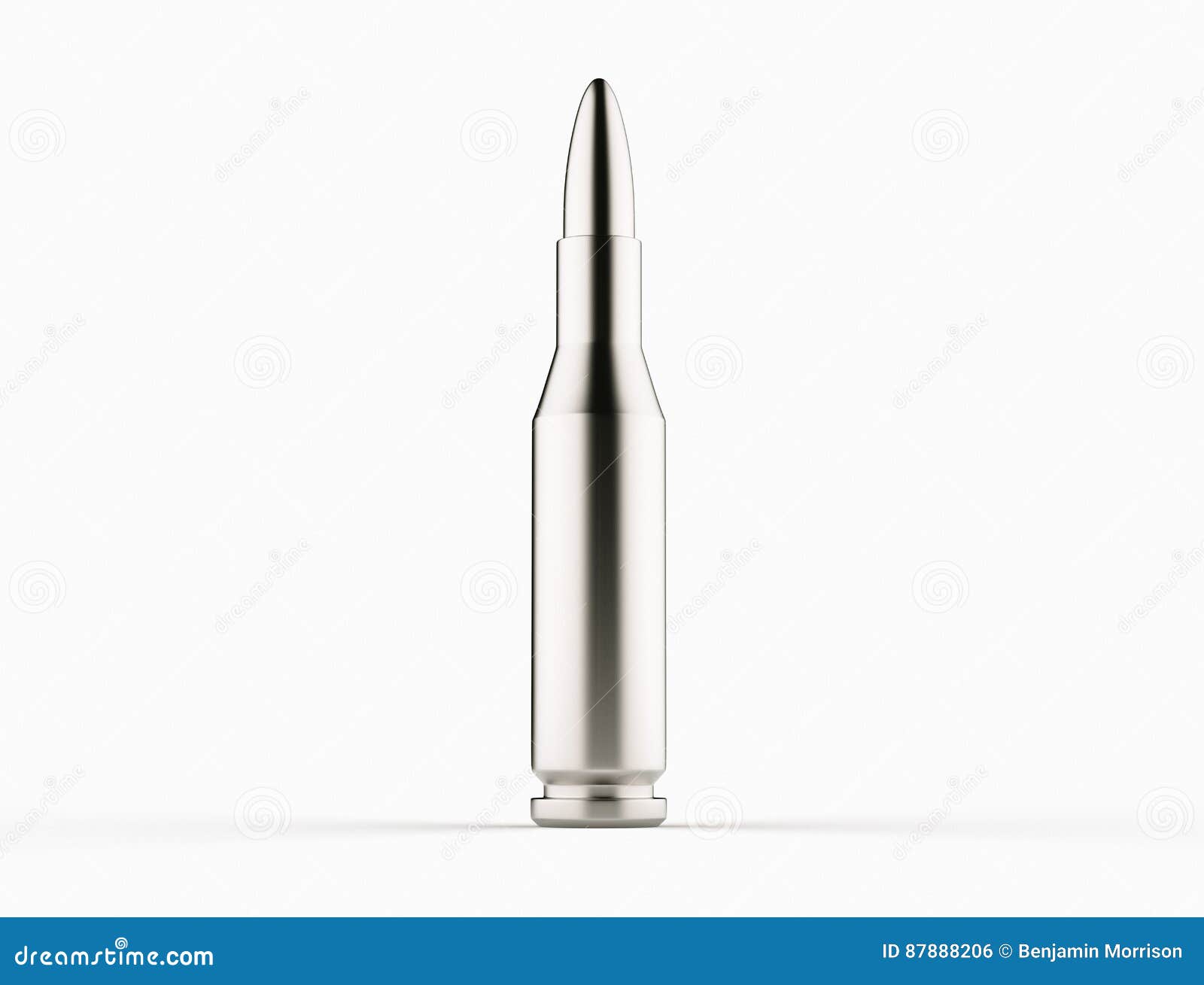 Close Up of Silver Rifle Round on White Surface Stock Illustration ...