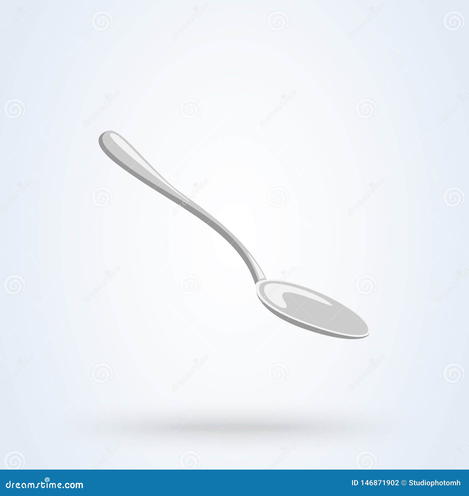 Bright Silver Spoon. Flat Style Vector Illustration Stock Vector - Illustration of silver ...