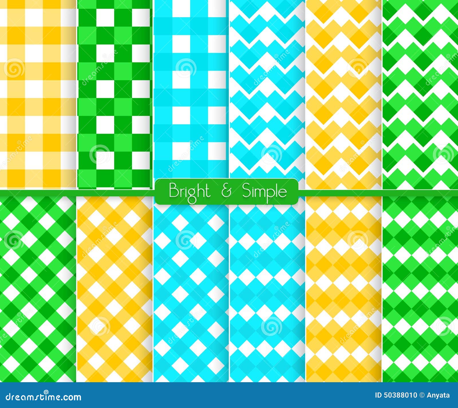 Bright and Simple Blue Orange and Green Squares Pattern Set Stock ...