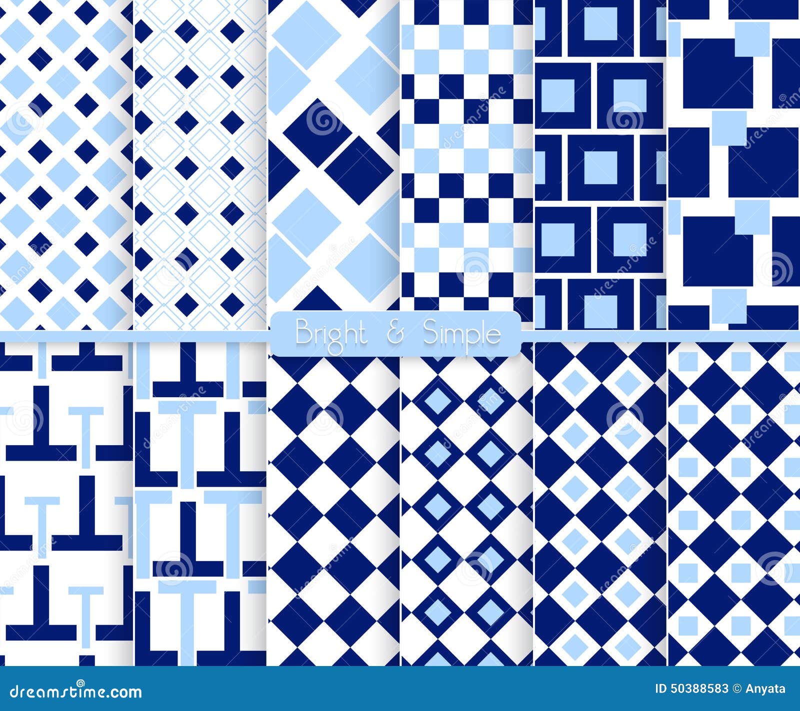 Bright and Simple Light and Dark Blue Pattern Set Stock Vector ...