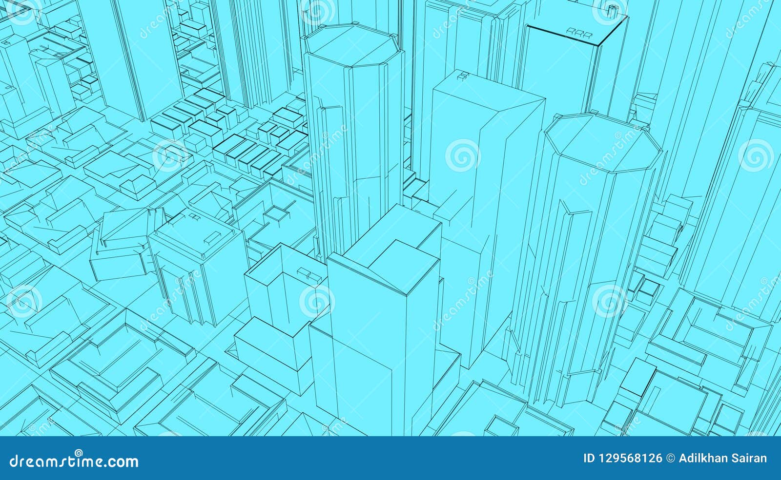 Bright Sketch City Render Background Stock Illustration - Illustration ...