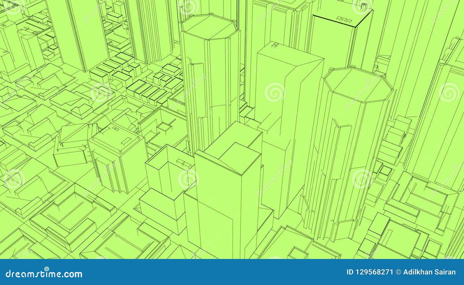 Bright Sketch City Render Background Stock Illustration - Illustration ...