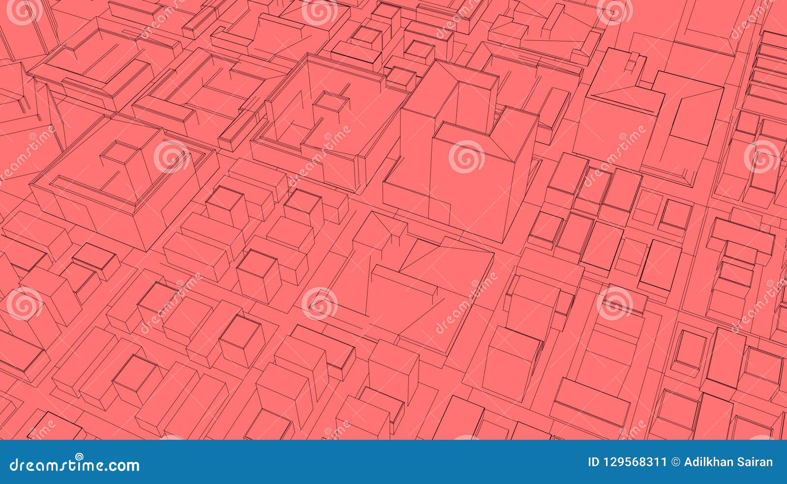 Bright Sketch City Render Background Stock Illustration - Illustration ...