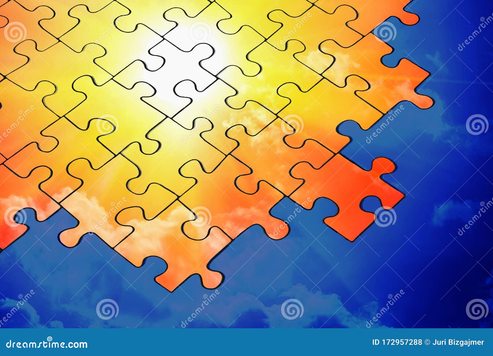 Bright Sky Landscape on Puzzles and Dark Dramatic Landscape Outside ...