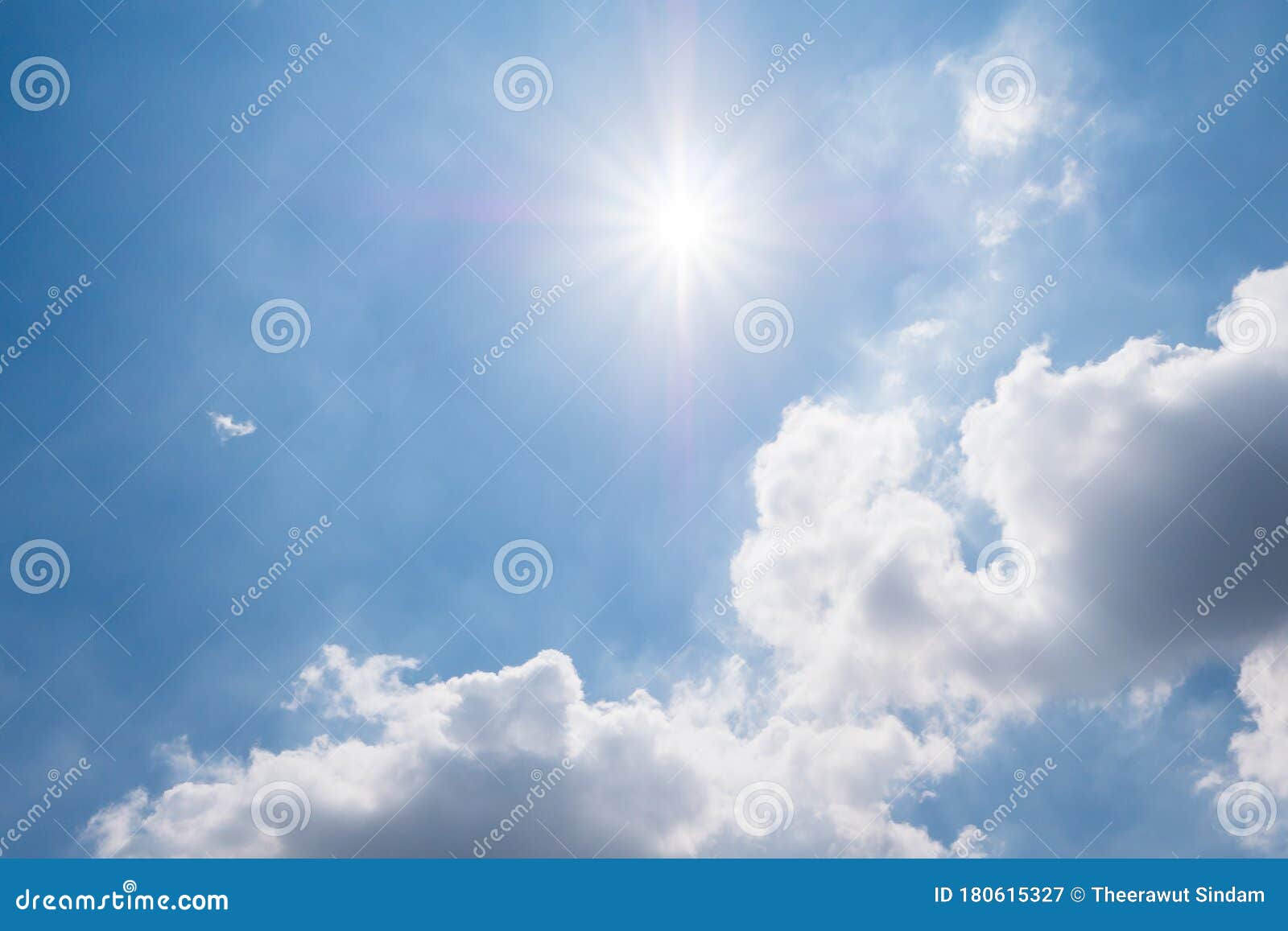 Bright Sky and White Cloud Under the Sun Light Stock Image - Image of ...