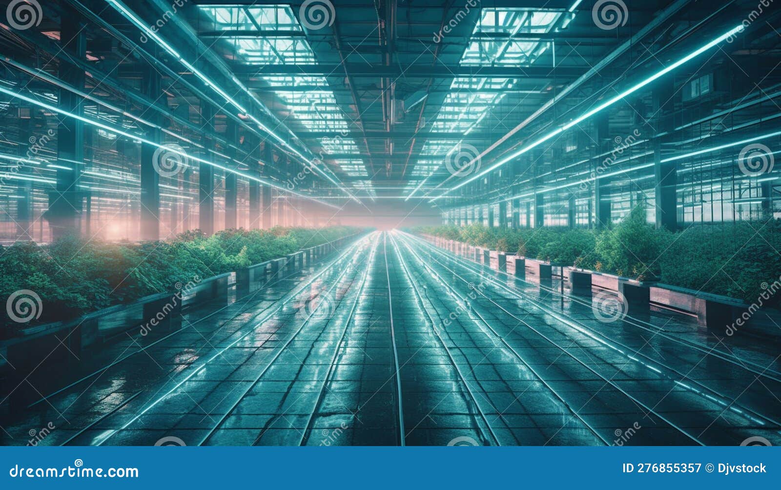 Bright Skyscraper Reflection Vanishing Point in Futuristic City ...