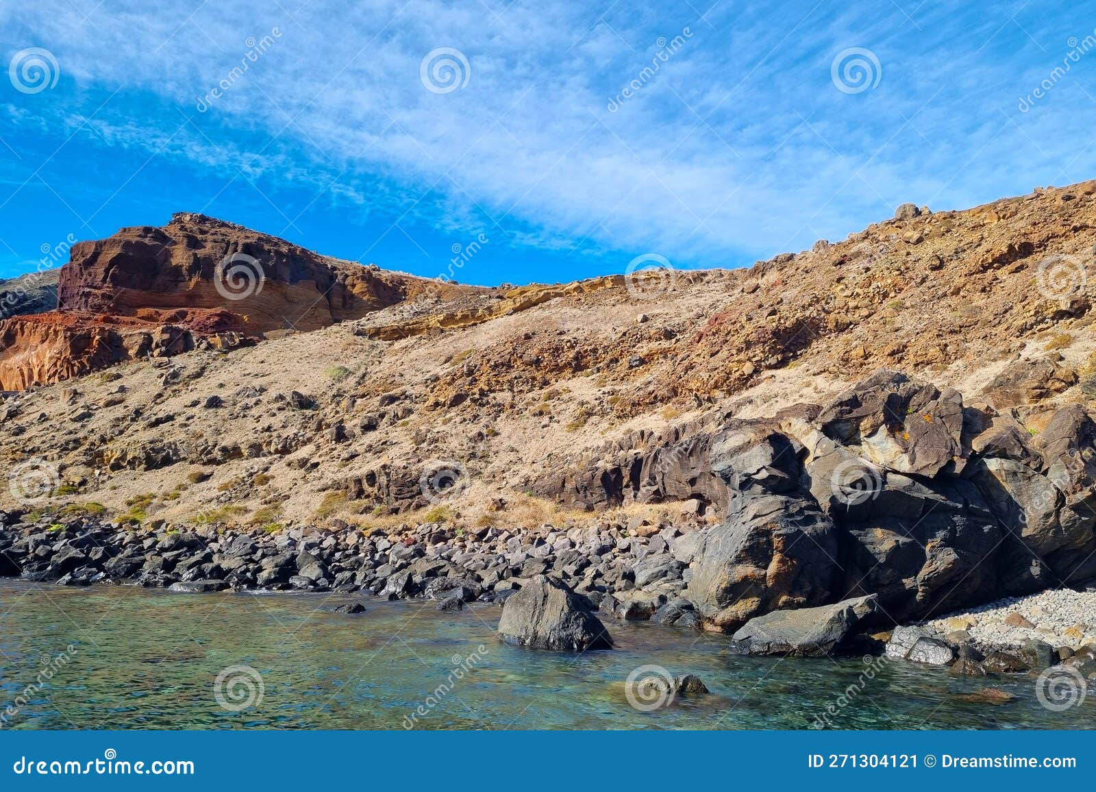 The Bright Slopes of the Island are of Volcanic Rock. Stock Image ...