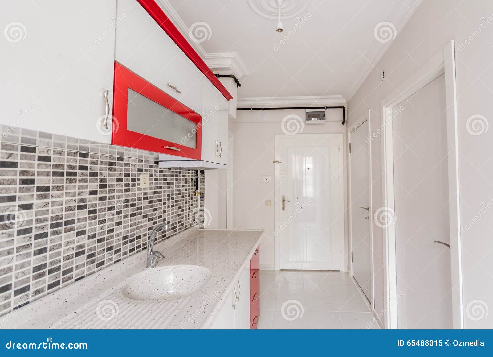 Bright Small Empty Kitchen of New Apartment Stock Image - Image of home ...