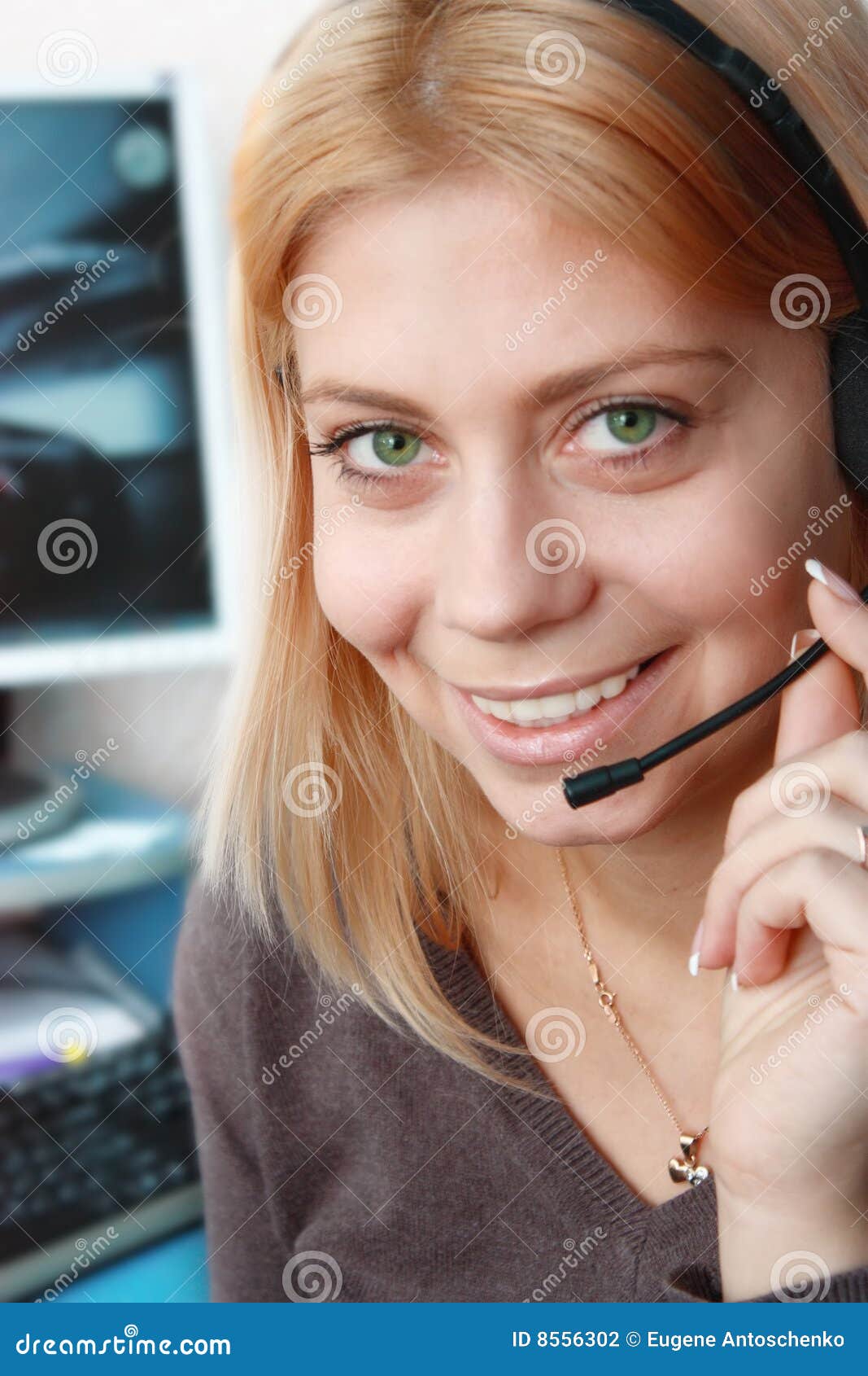 Bright Smile Call-center Operator Stock Photo - Image of help, green ...