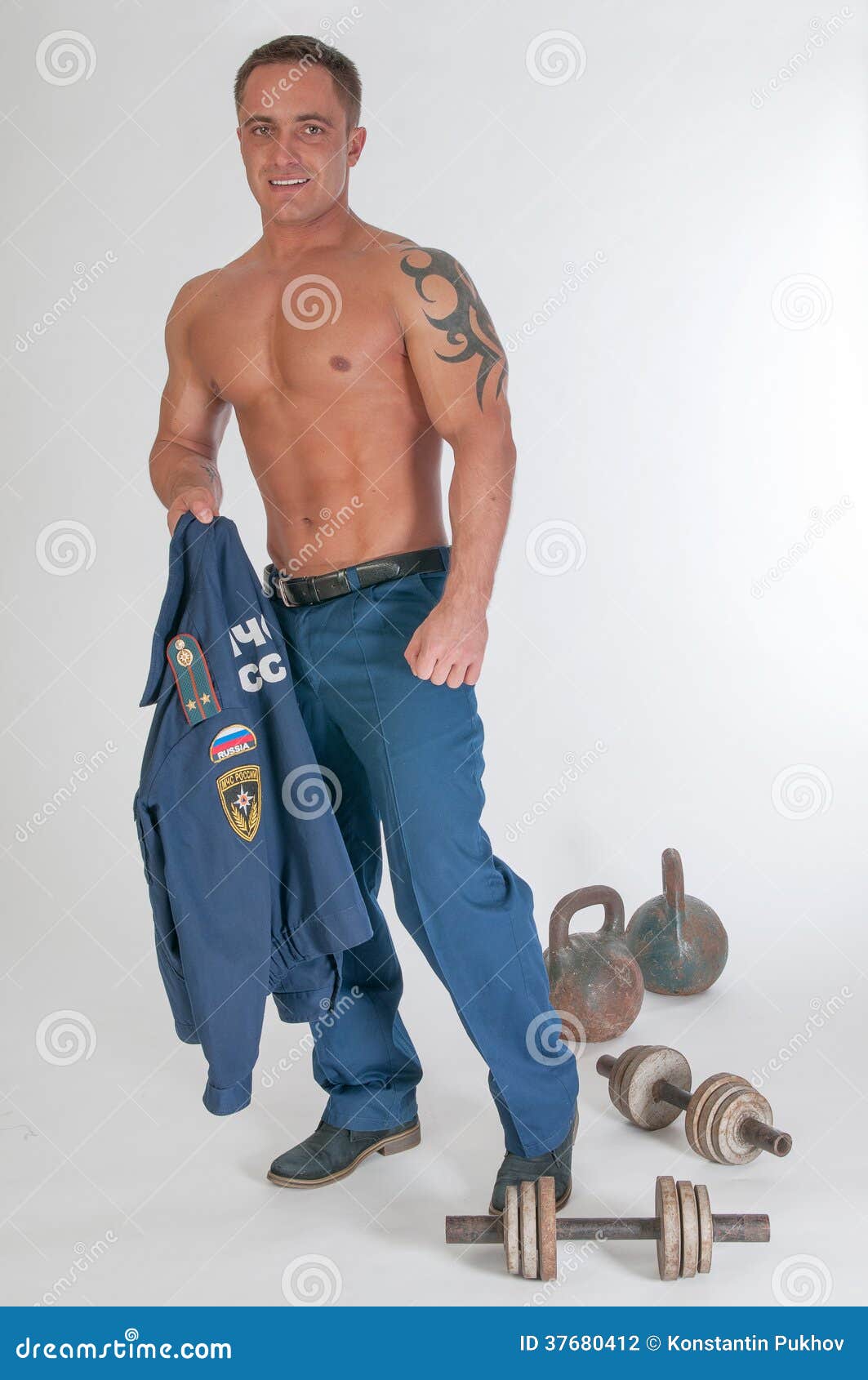 Bright smile strong man stock photo. Image of think, muscular - 37680412