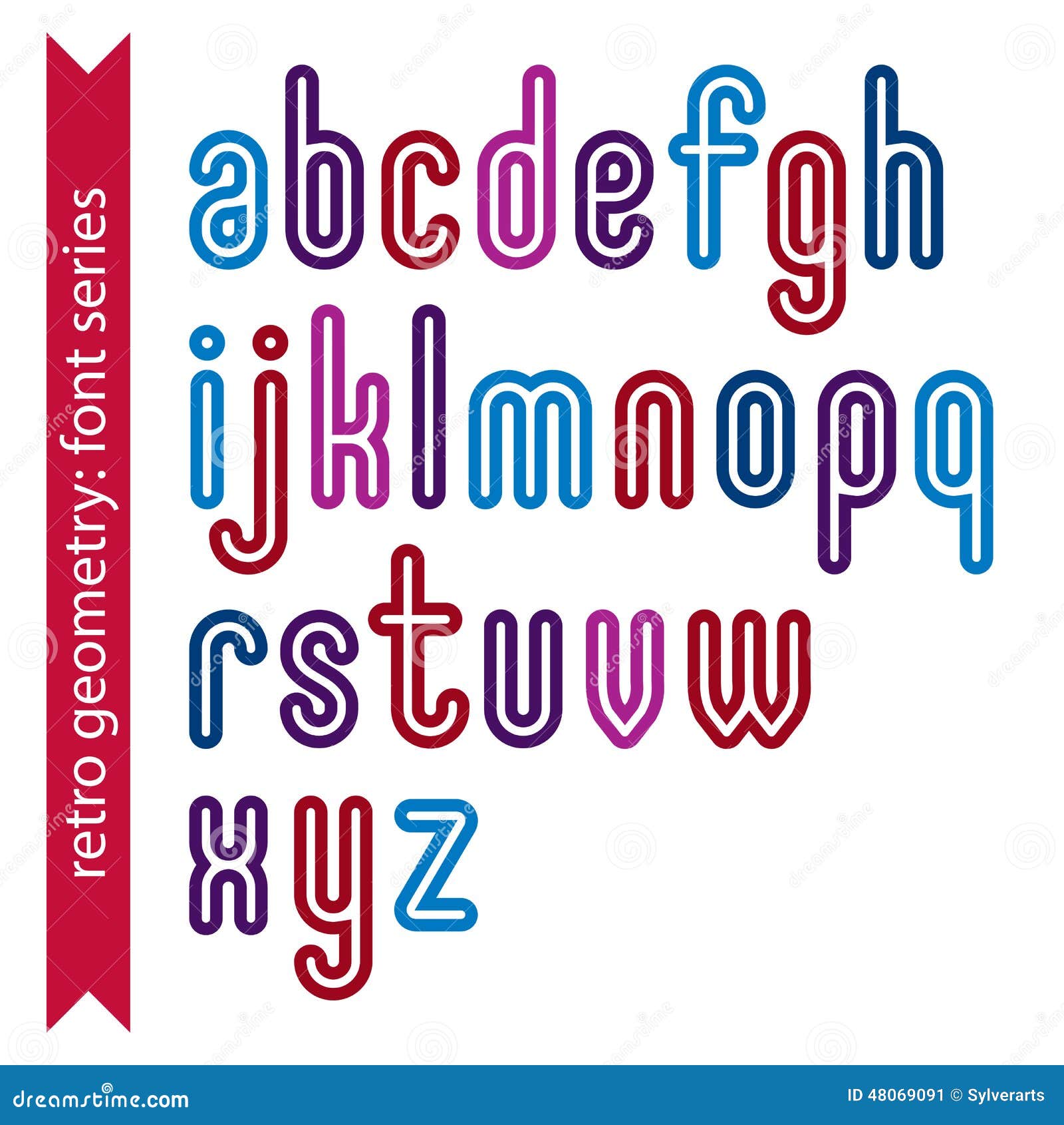 Bright Smooth Retro Geometric Characters Set, Colorful Vector Rounded ...