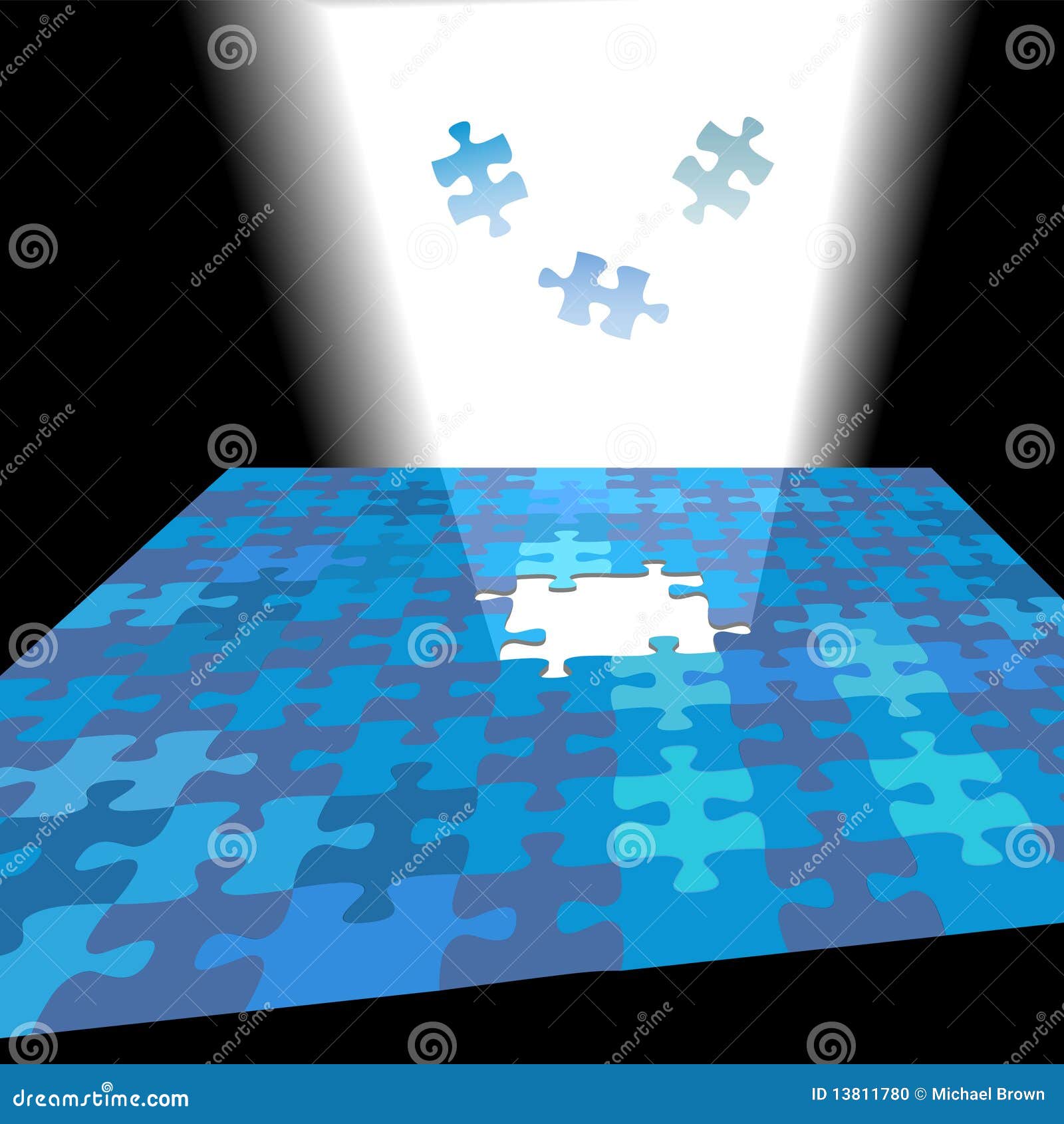 Bright Solution Shines Up As Jigsaw Puzzle Pieces Stock Vector ...