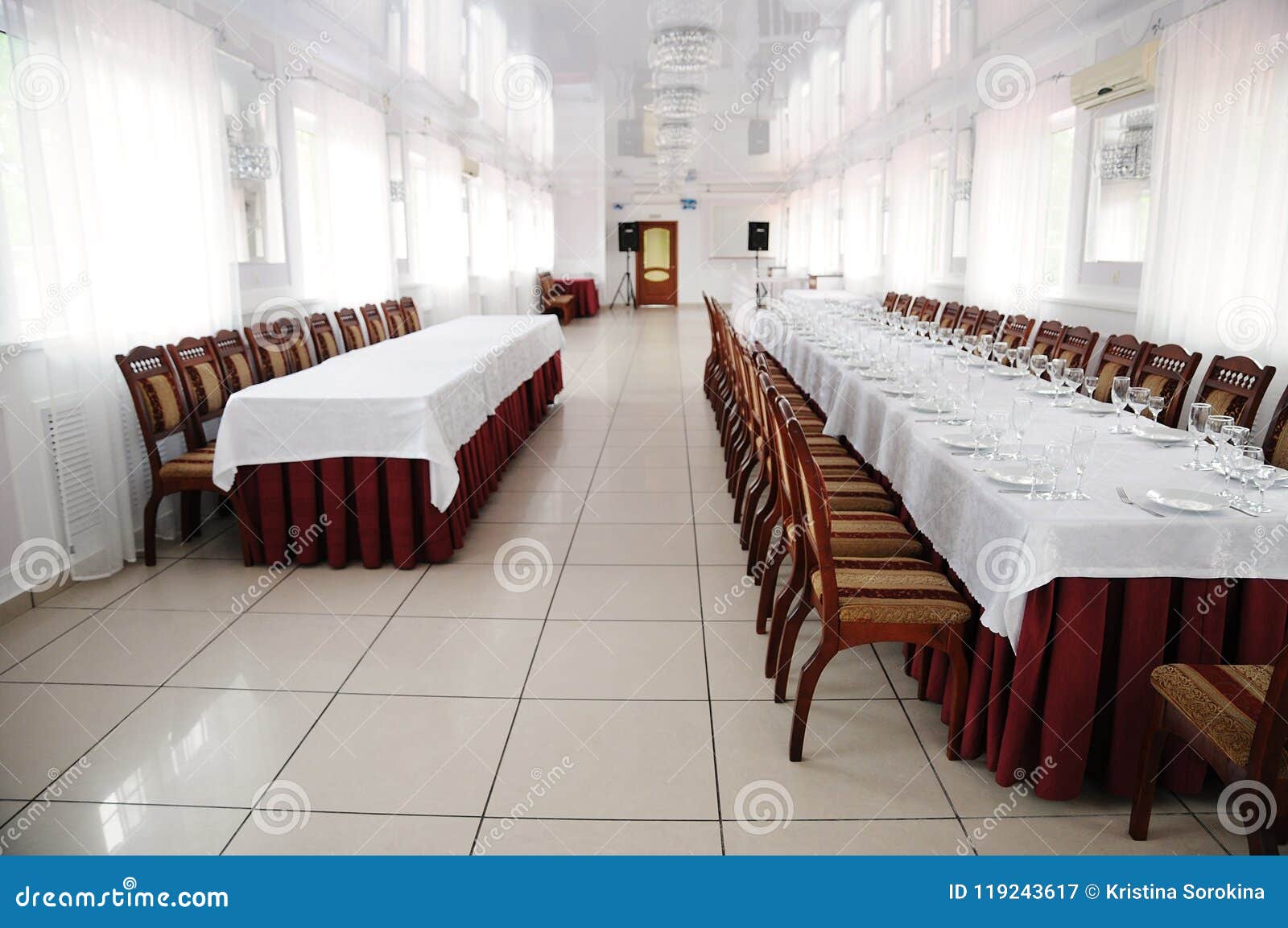 Bright, Spacious Banquet Hall without People Stock Image - Image of ...