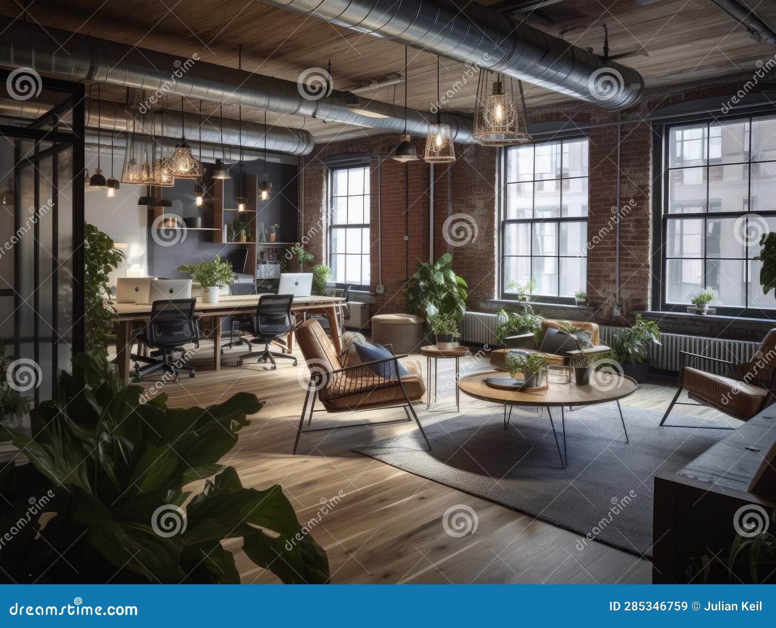 Collaborative Office with Versatile Seating Options Stock Illustration ...